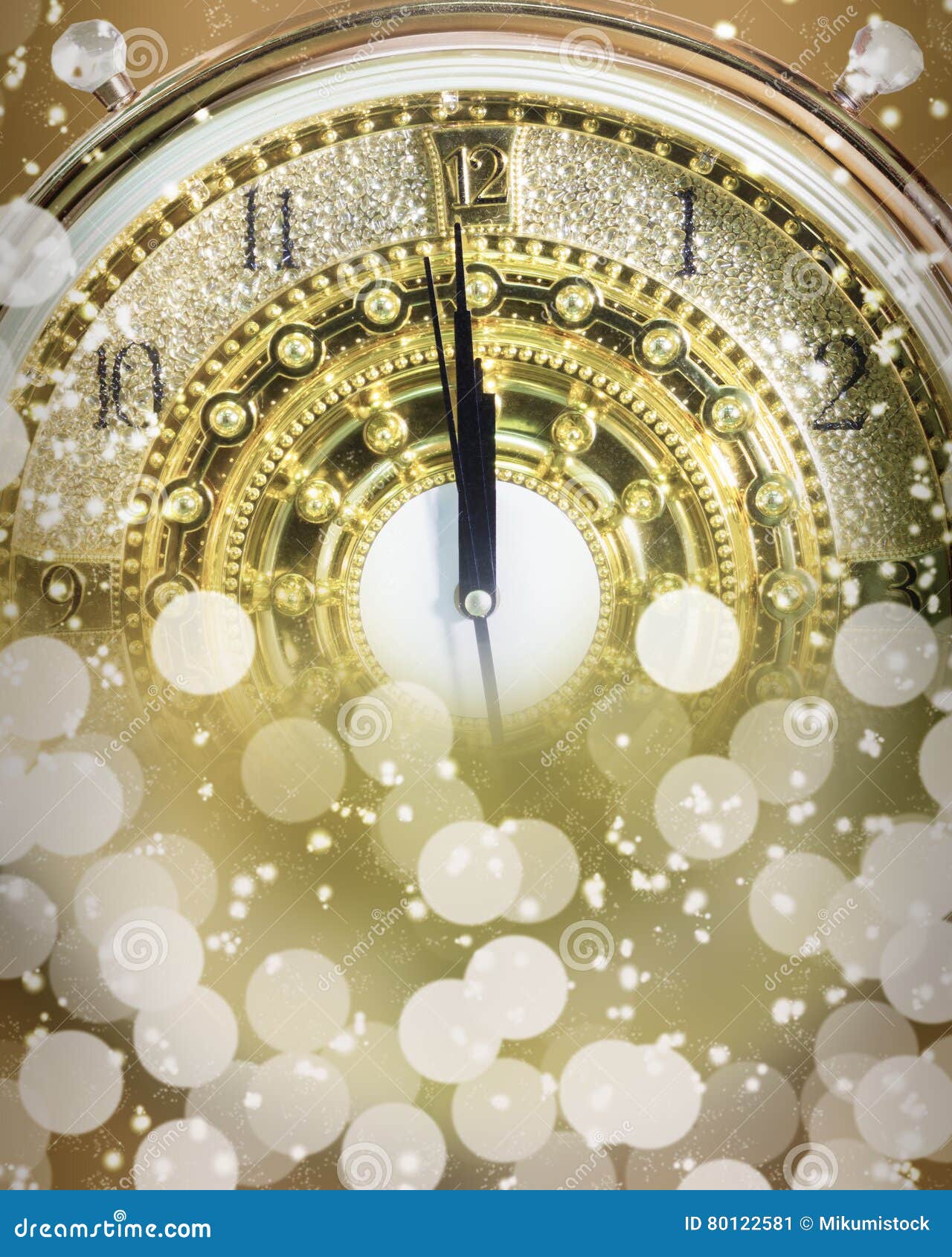 New Year`s at Midnight Time, Luxury Gold Clock Countdown To New Stock ...