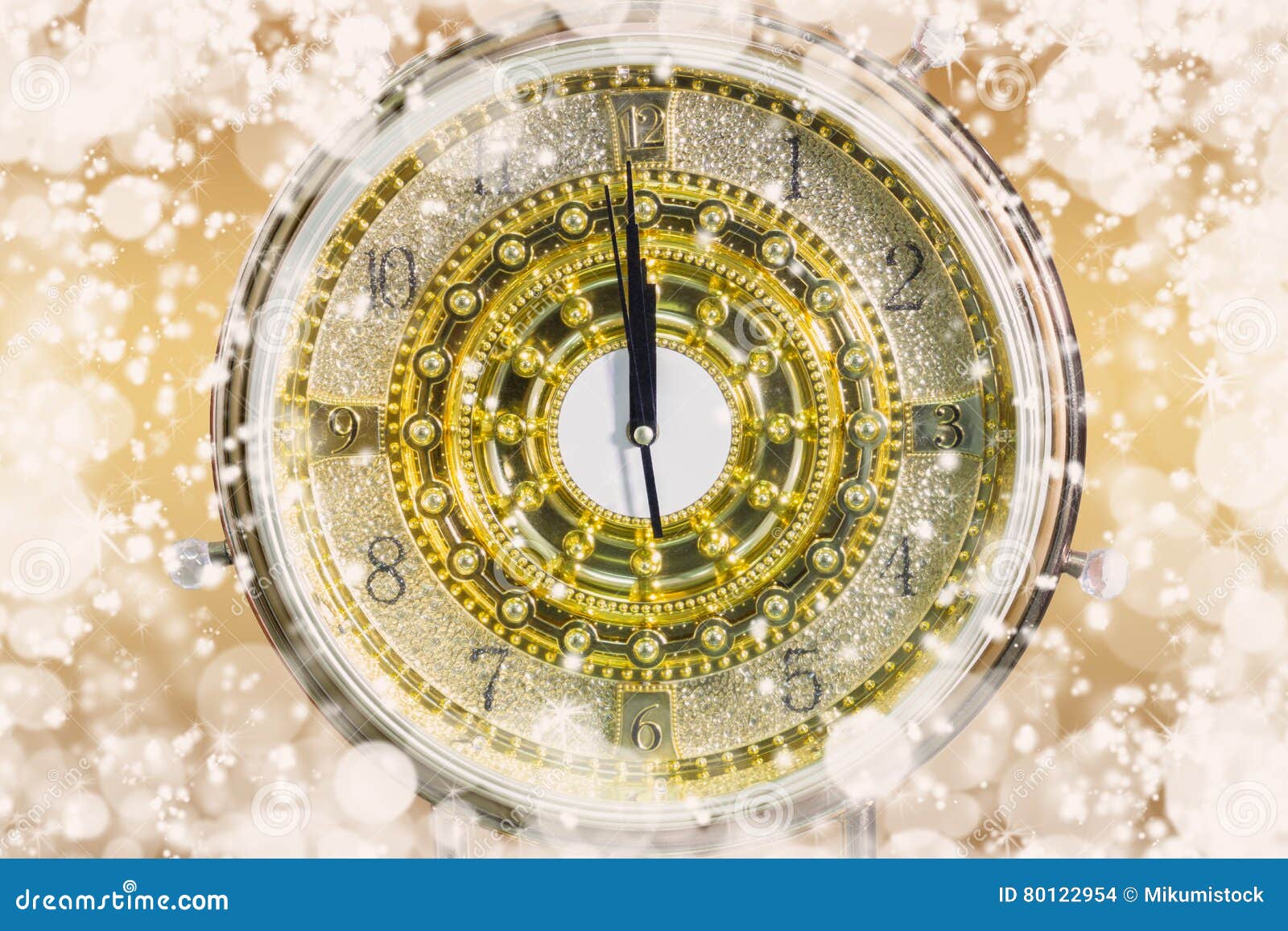 New Year`s at Midnight Time, Luxury Gold Clock Countdown To New Stock ...