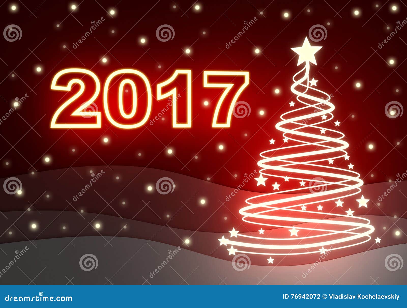 New Year S Red Card and 2017 Sign Stock Illustration - Illustration of ...