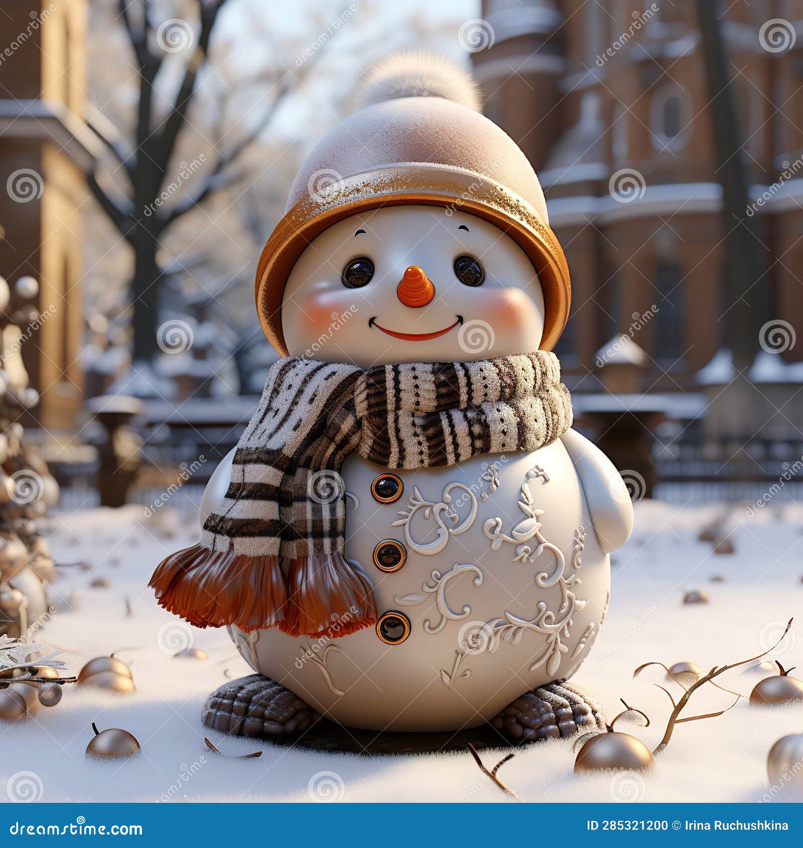 New Year S Snowman, Fabulous Snowman Generative AI Stock Illustration ...