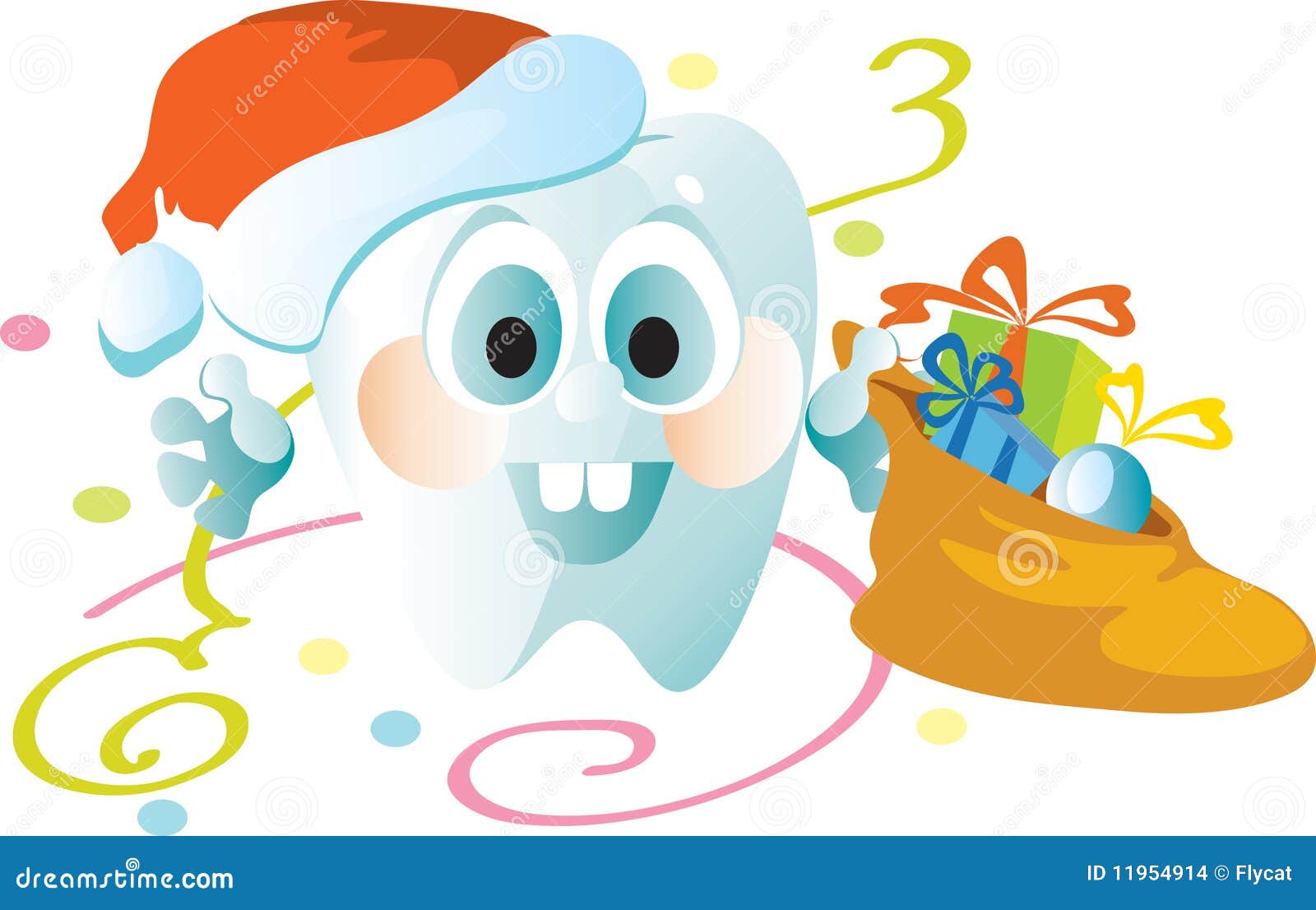 New Year s tooth stock vector. Illustration of gift, action - 11954914