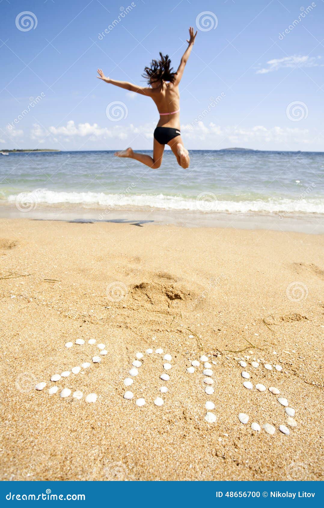 New Year on the sea beach stock photo. Image of sand - 48656700