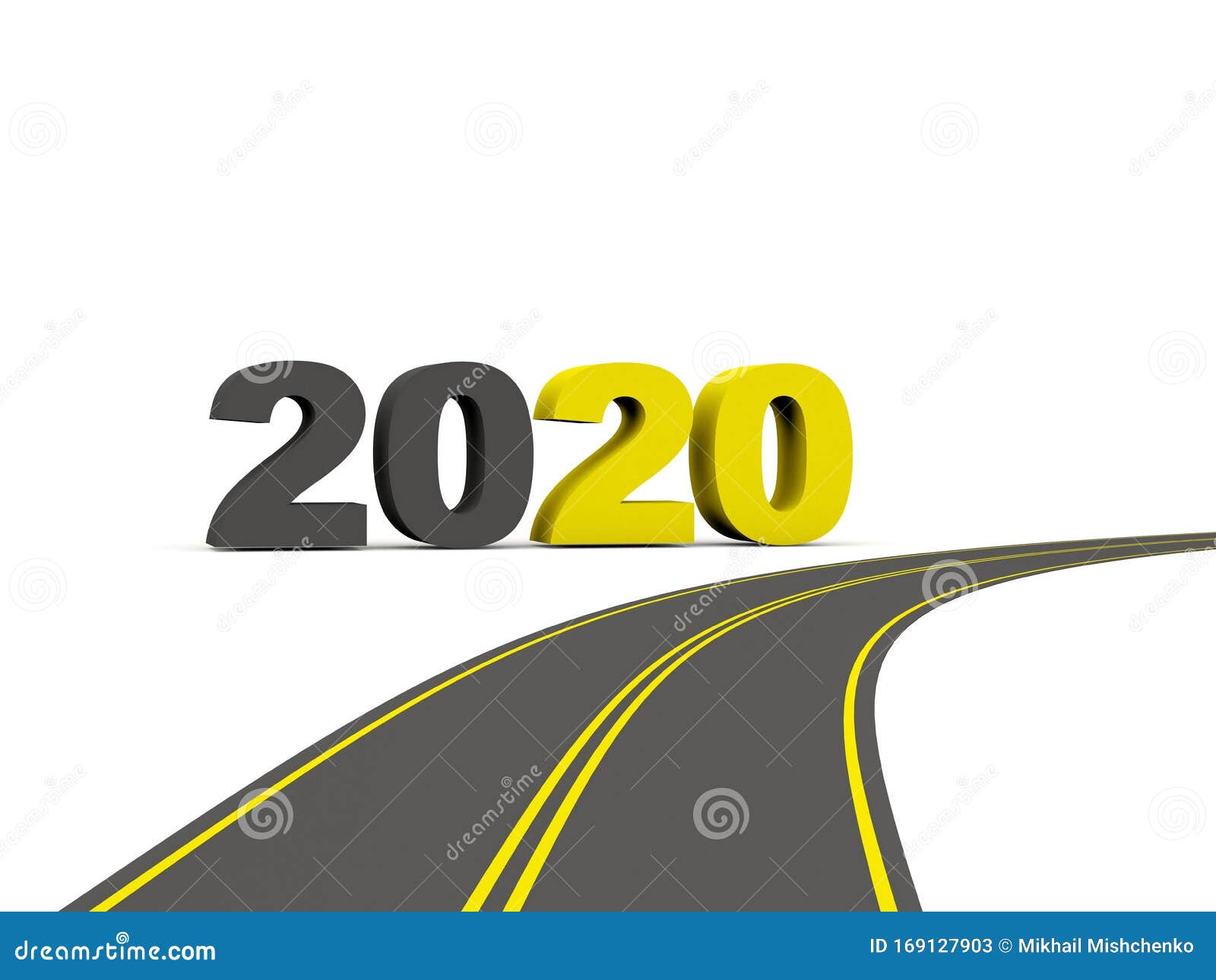 2020 New Year Sign on a Road Stock Illustration - Illustration of 2020 ...