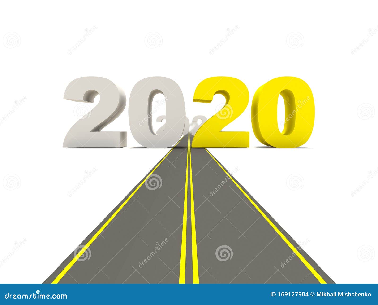 2020 New Year Sign on a Road Stock Illustration - Illustration of year ...