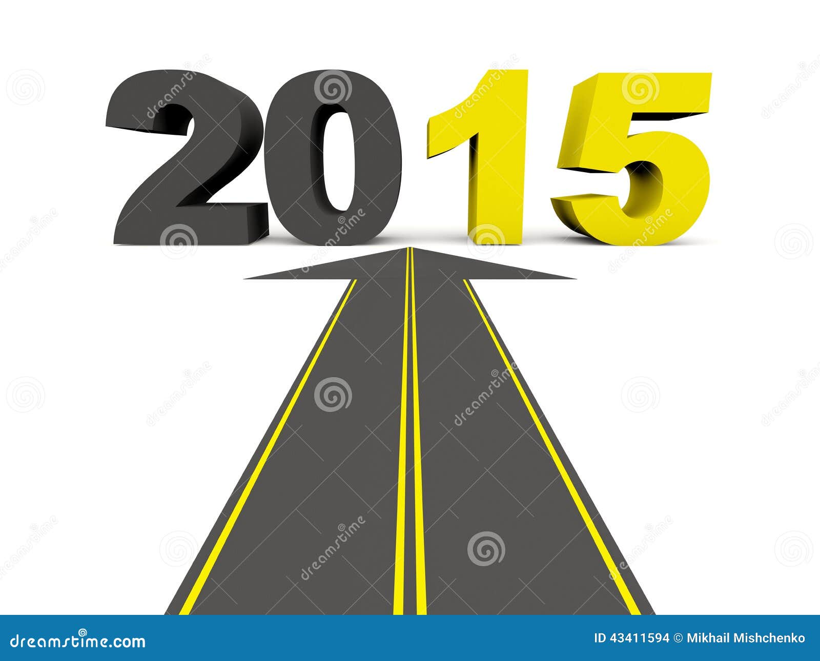 2015 New Year Sign on the Road Stock Illustration - Illustration of ...