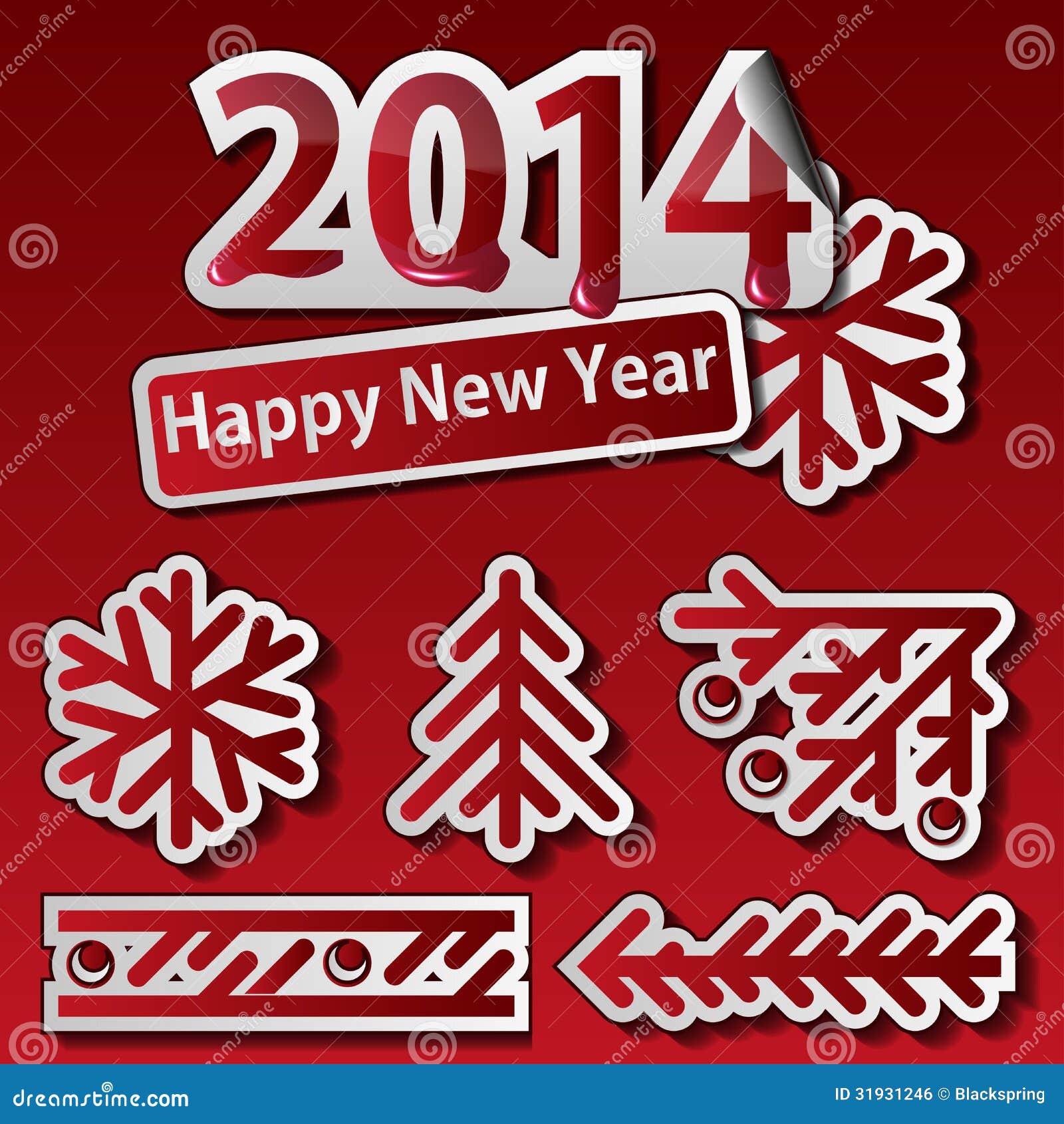 New Year 2014 symbols set stock vector. Illustration of flake - 31931246