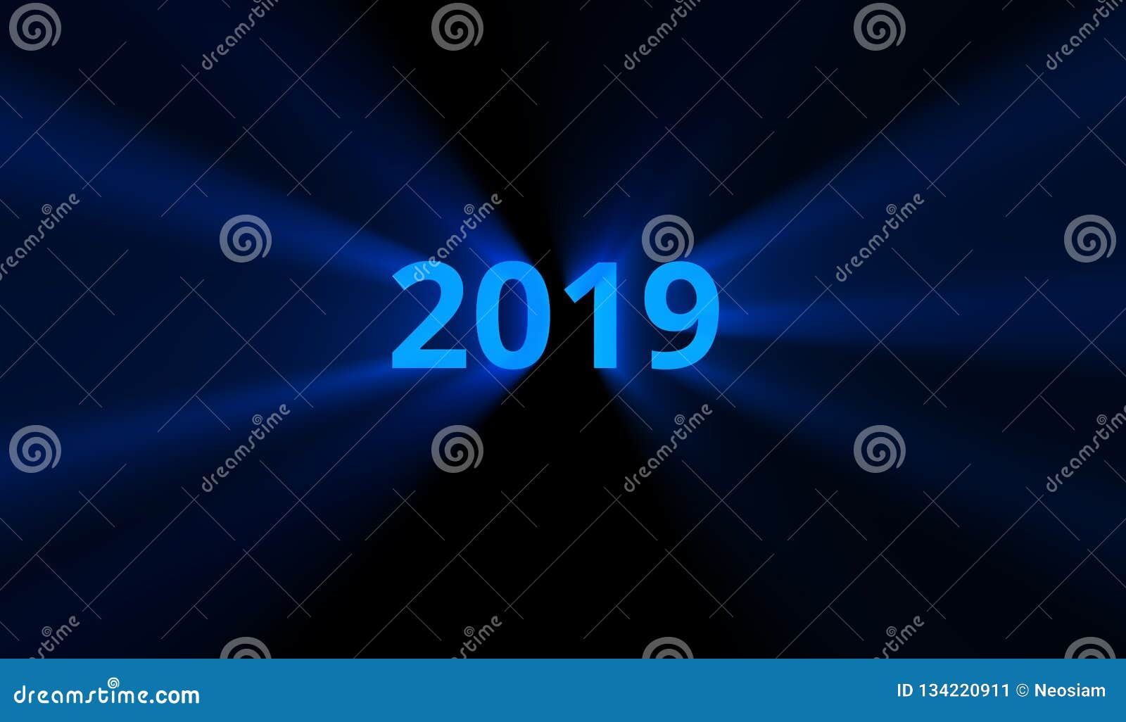 New Year 2019 Text with Lighting Effect Stock Illustration ...
