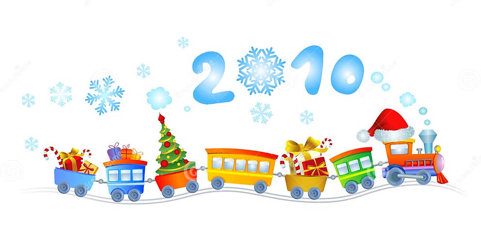 New Year train 2010 stock vector. Illustration of gift - 11954035