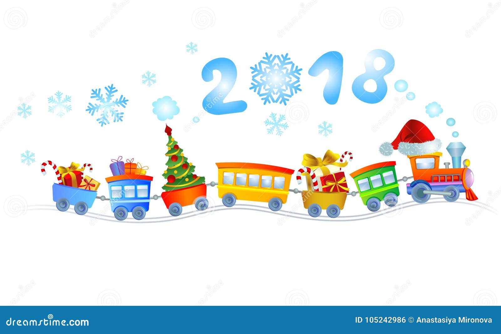 New Year train stock vector. Illustration of railway - 105242986