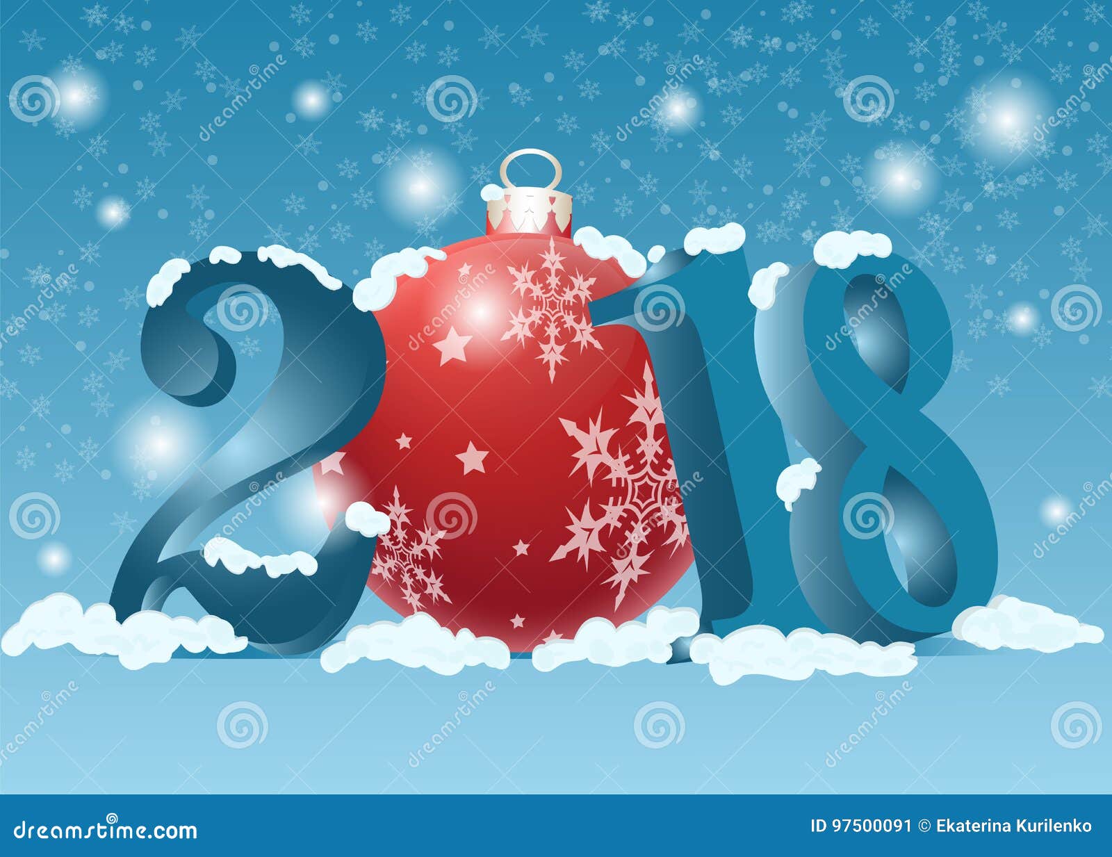New Year 2018 stock vector. Illustration of postcard - 97500091