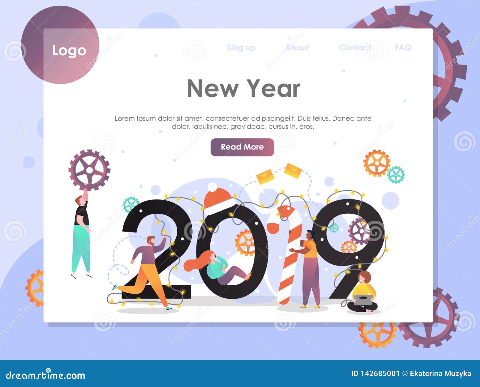 New Year Vector Website Landing Page Design Template Stock Vector ...