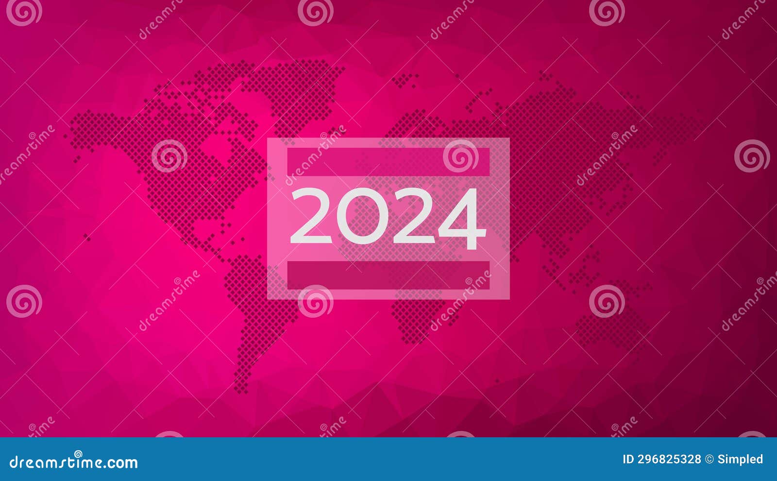 2024 New Year Vector. World Map Symbol. Pink Gradient Triangle Pattern ...