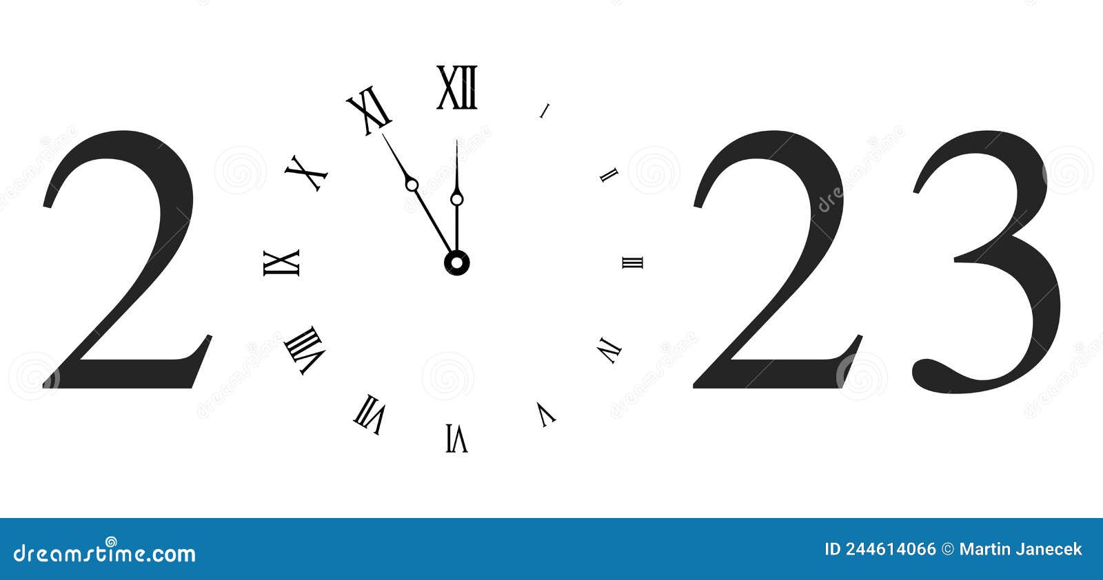 New Year 2023, Wall Clock Vector Stock Vector - Illustration of black ...