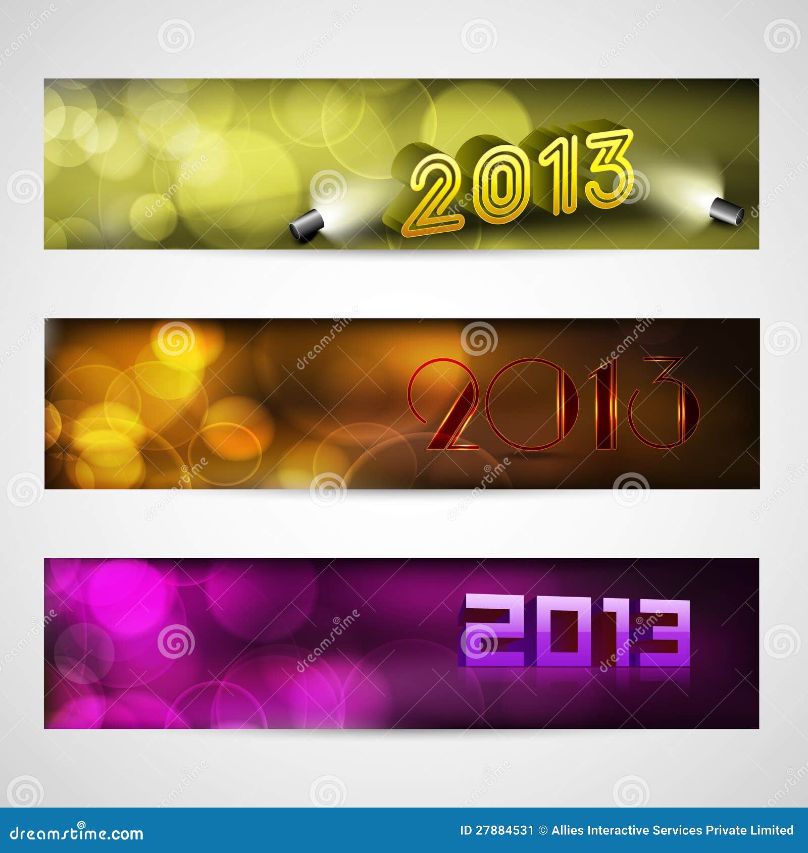 New Year Website Header and Banner Set. Stock Illustration ...