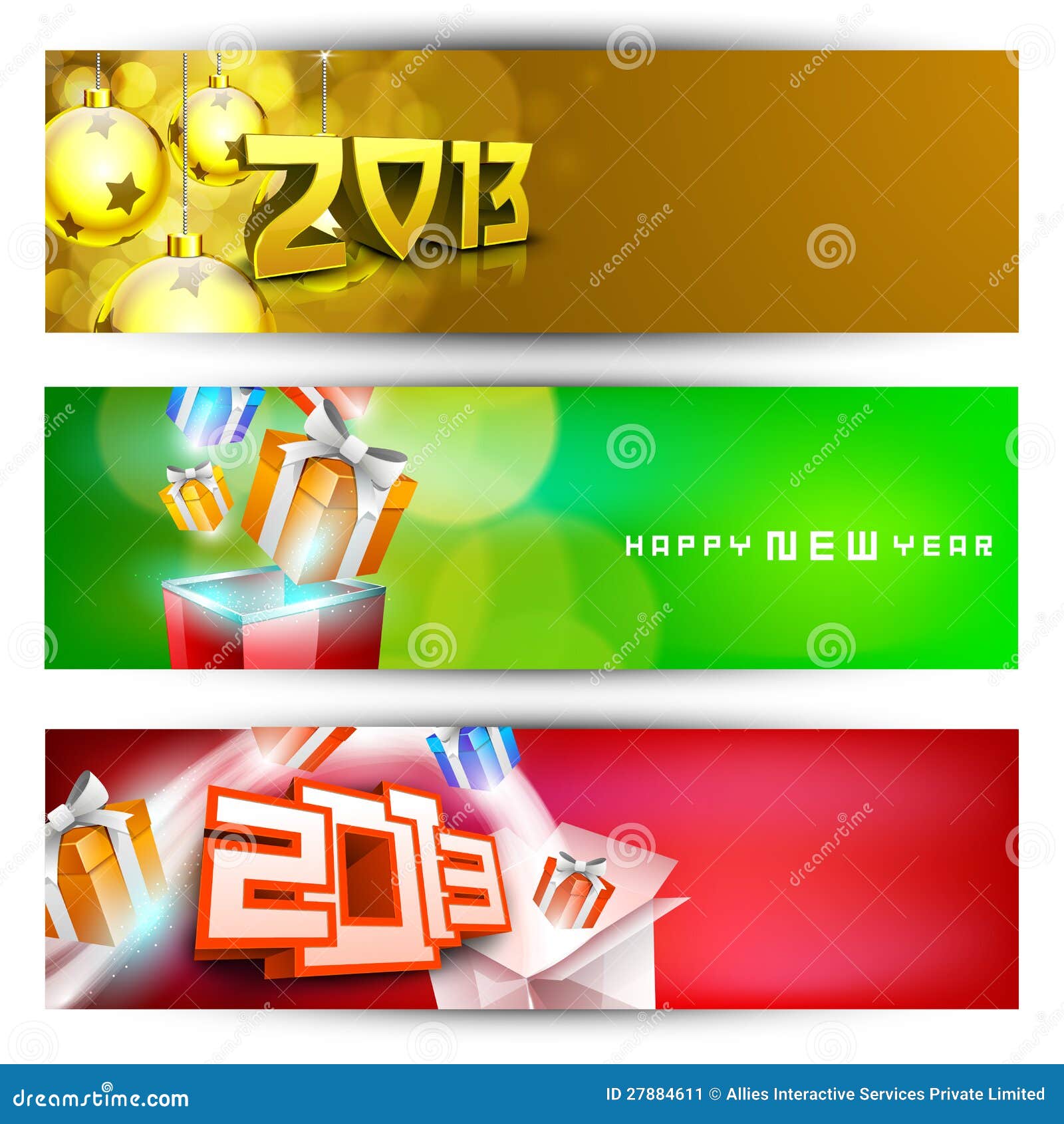 New Year Website Header and Banner Set. Stock Illustration ...