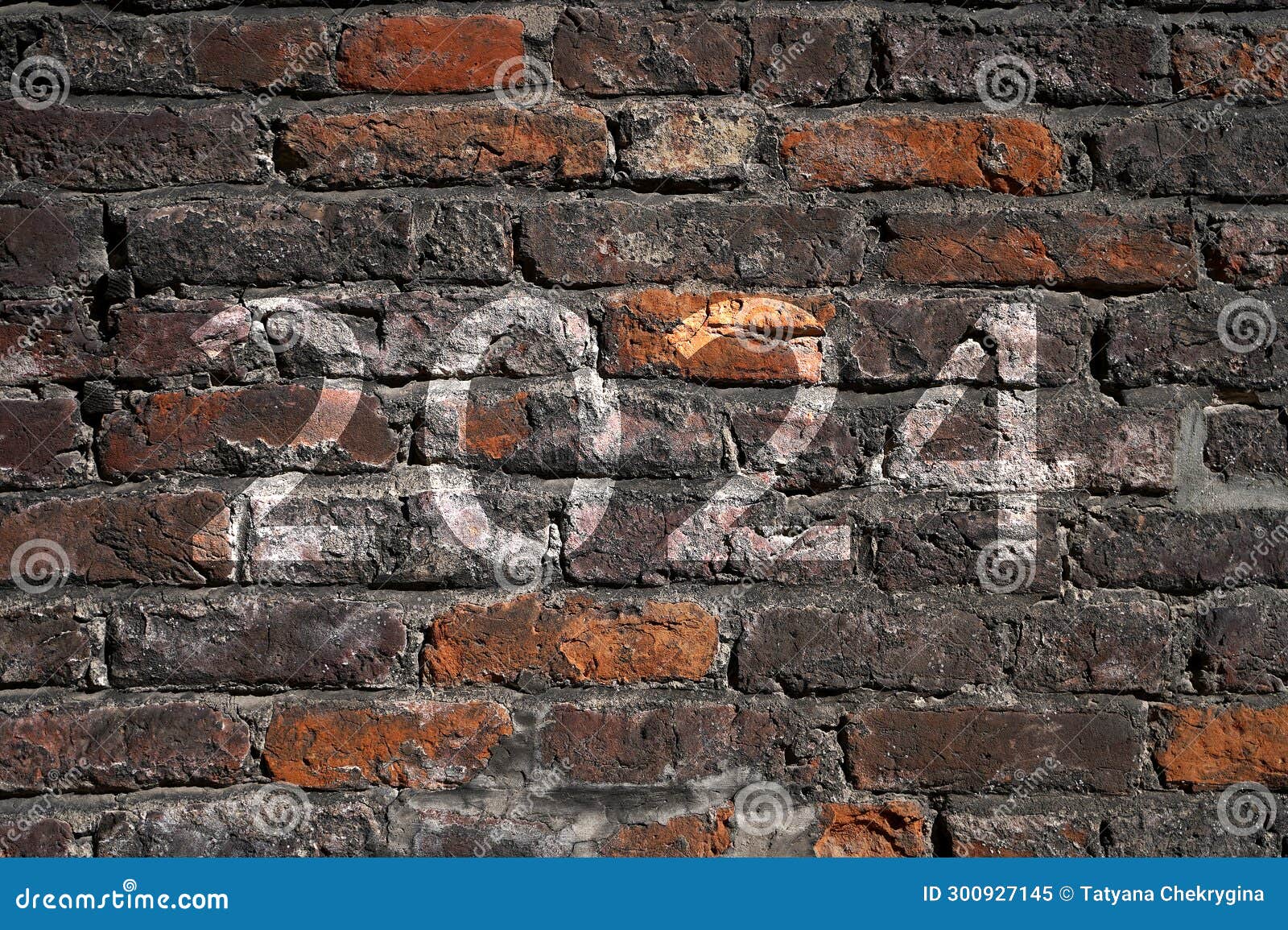 2024 New Year White Text Written on the Old Brick Wall Stock Image ...