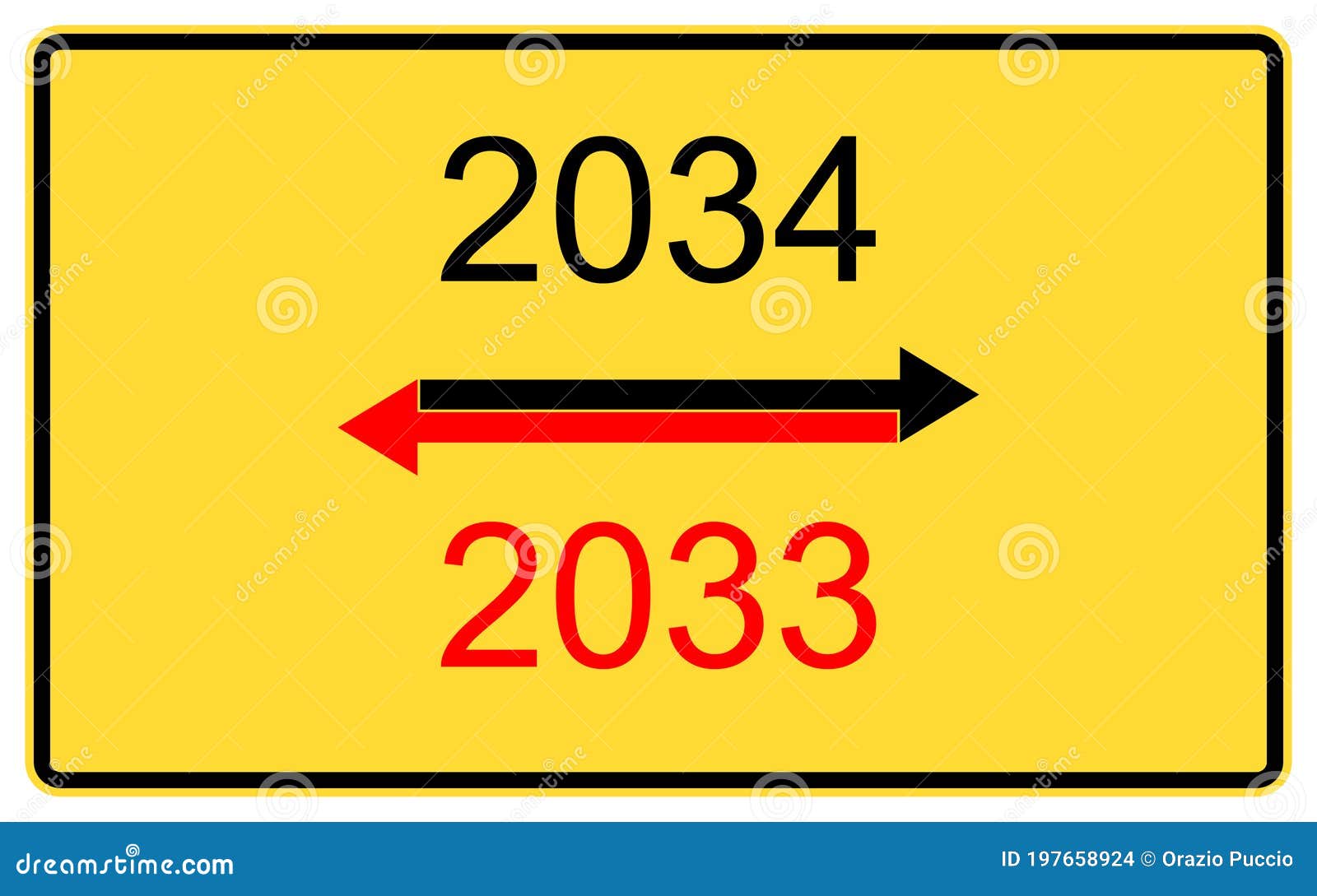 2033,2034 New Year. 2033,2034 New Year on a Yellow Road Billboard Stock ...