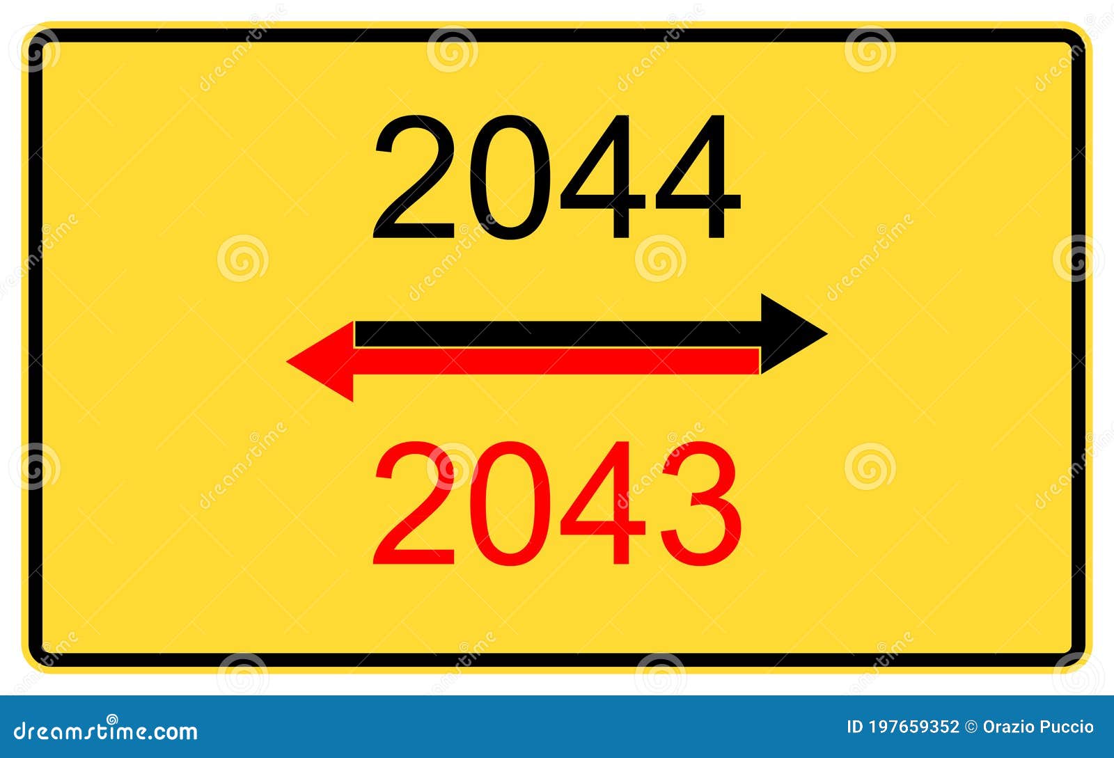 2043,2044 New Year. 2043,2044 New Year on a Yellow Road Billboard Stock ...