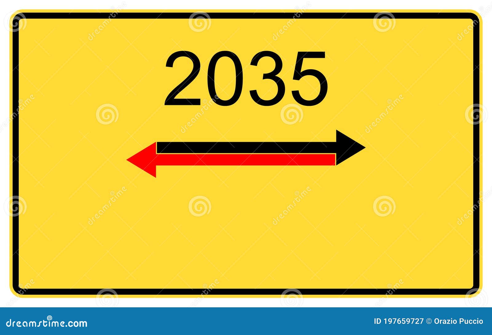 2035 New Year. 2035 New Year on a Yellow Road Billboard Stock ...
