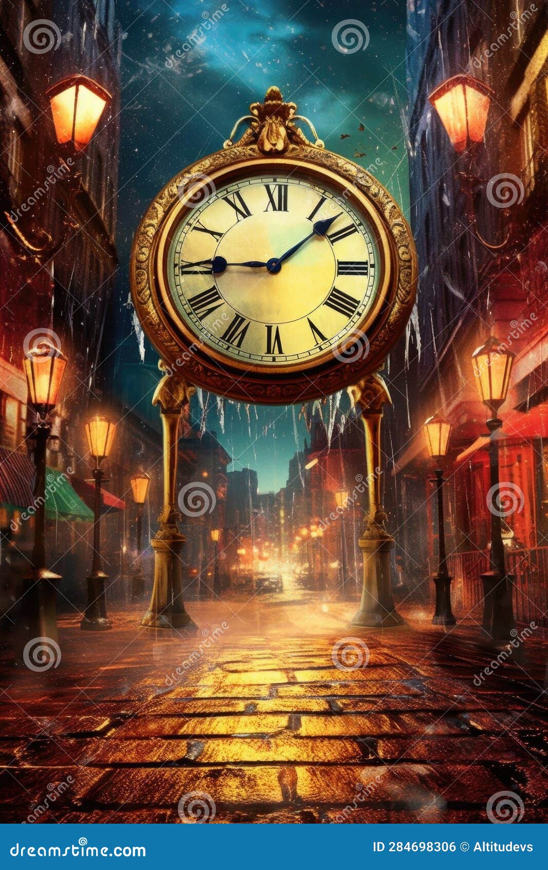 New Years Eve Countdown Clock Showing Midnight Hour Approaching Stock ...