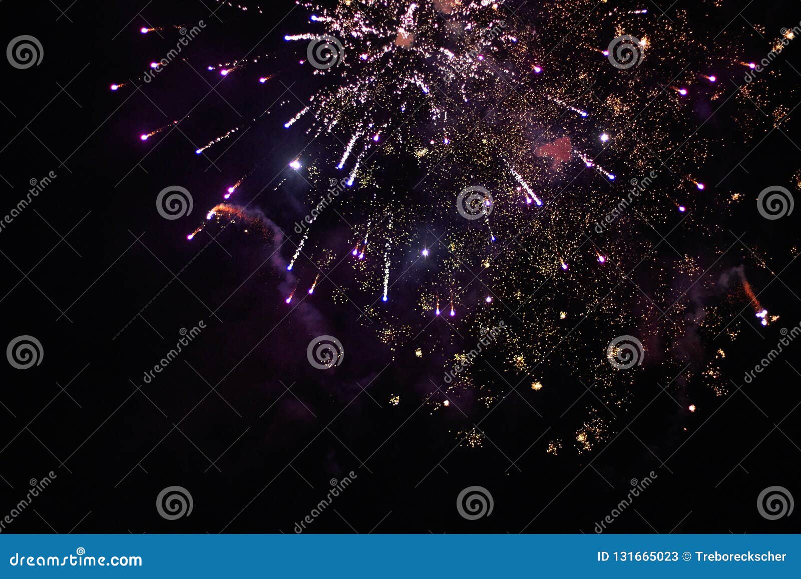 New Years Eve Fireworks, a Rocket Explodes Beautifully Stock Image ...
