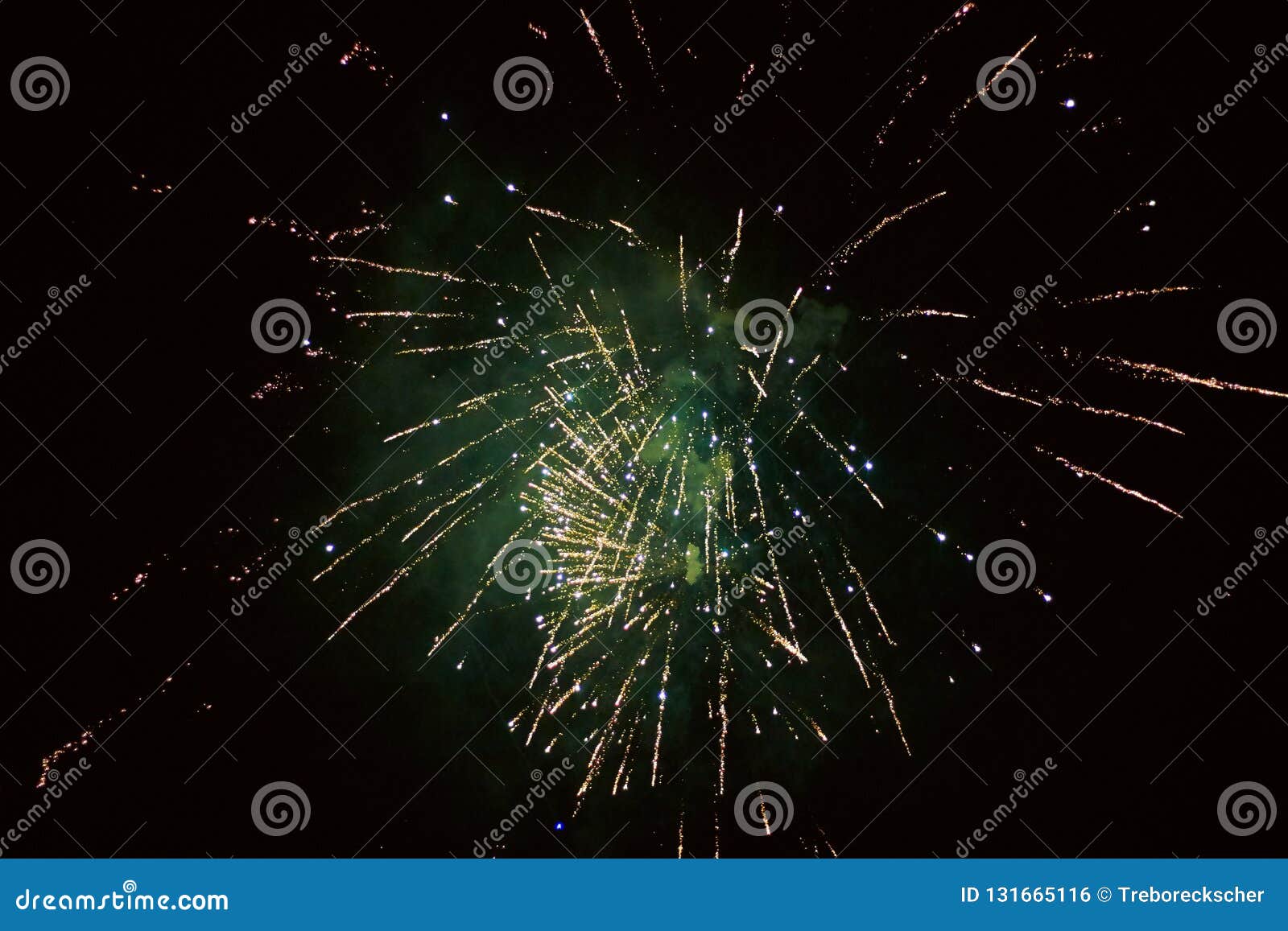 New Years Eve Fireworks, a Rocket Explodes Beautifully in the Sky Stock ...