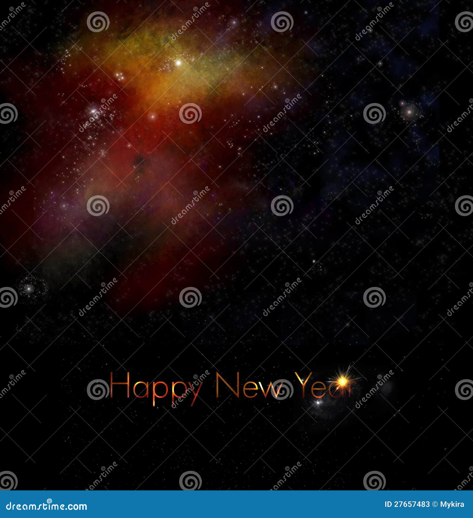 New Years Greeting with Space & Galaxy Background Stock Image - Image ...