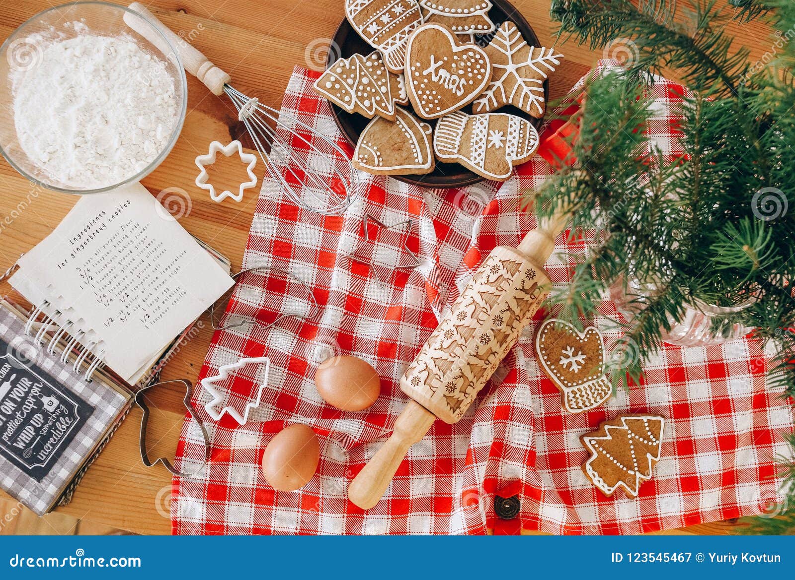 New Years Holiday Set Objects Preparation Cookies Stock Image - Image ...