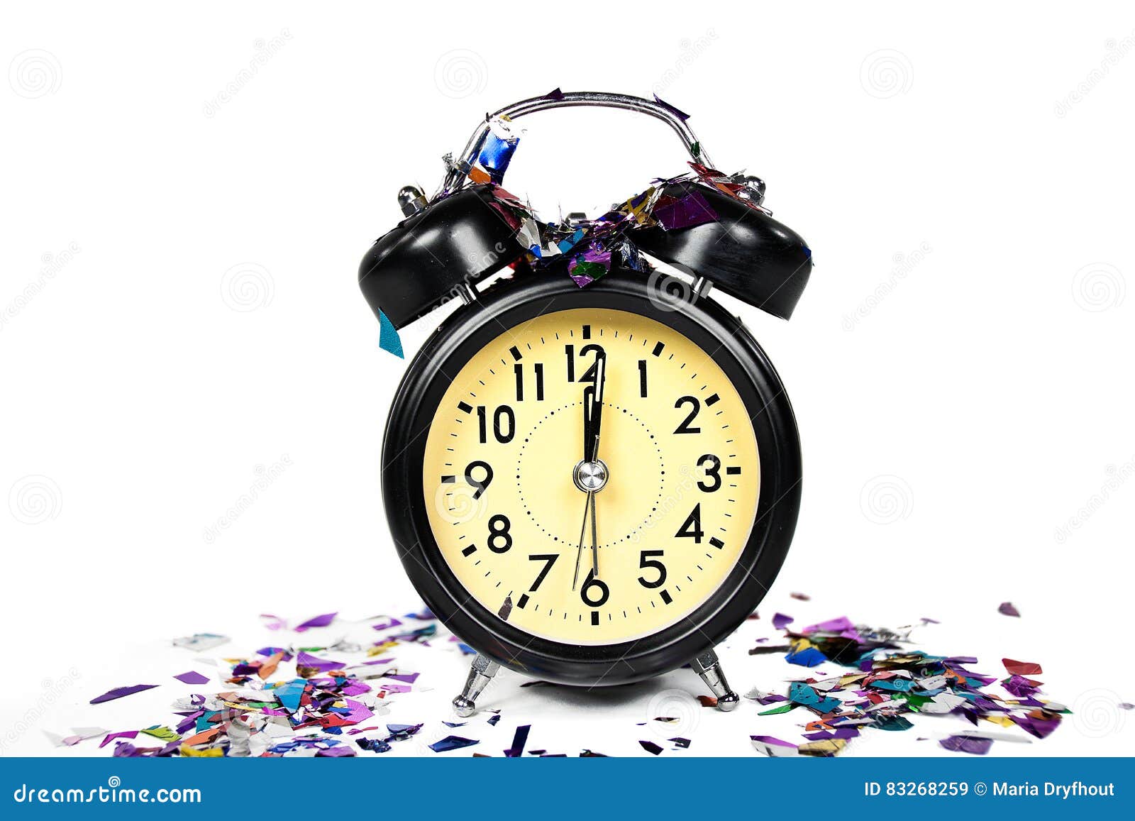 New Years Retro Clock with Confetti Stock Image - Image of time, clock ...