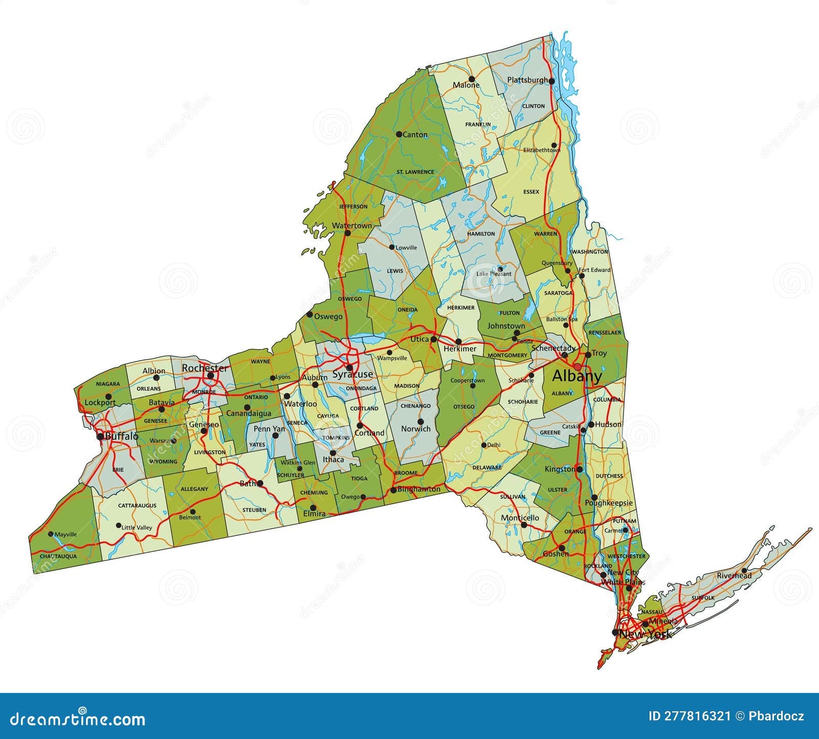 Detailed Editable Political Map with Separated Layers. New York Stock ...