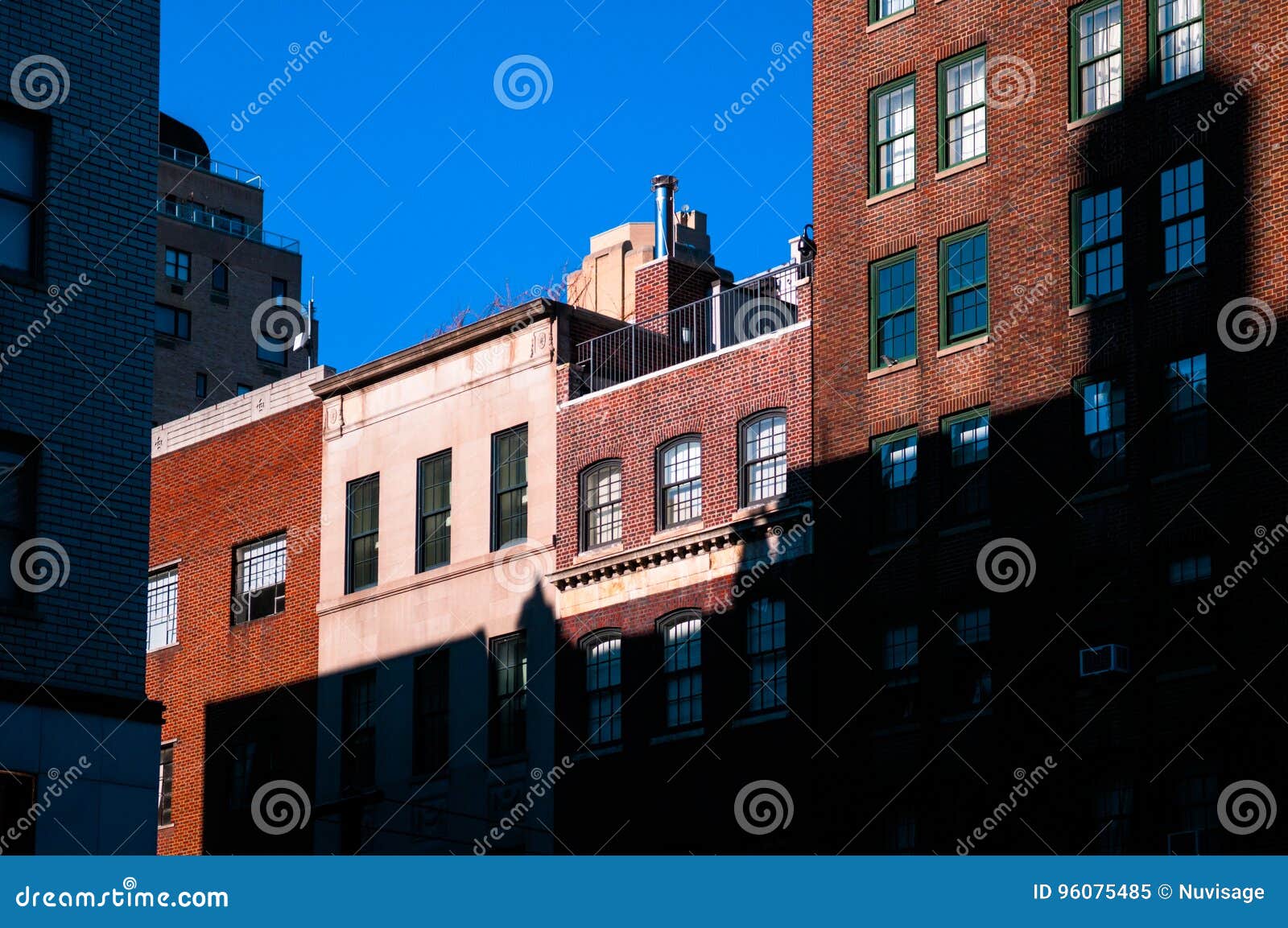 New York Apartment Buildings. Stock Image - Image of building, windows ...
