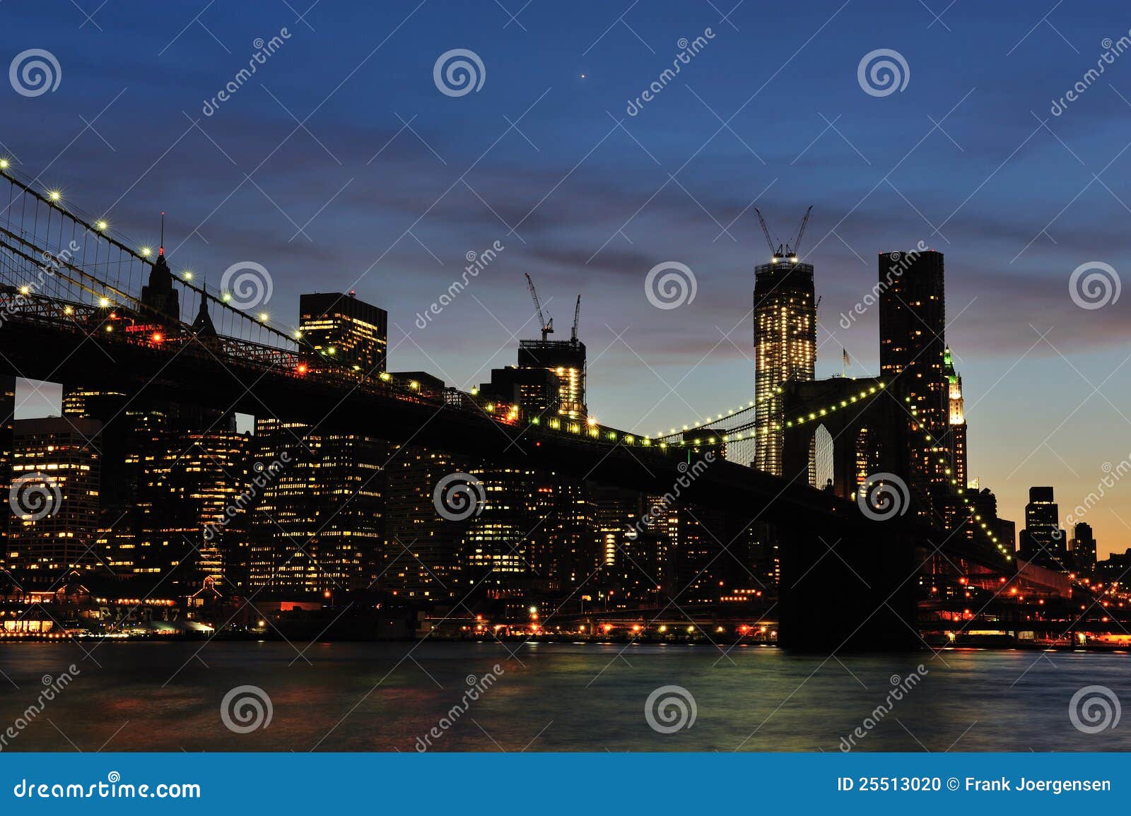New York - Brooklyn Bridge and Lower Manhattan Editorial Image - Image ...