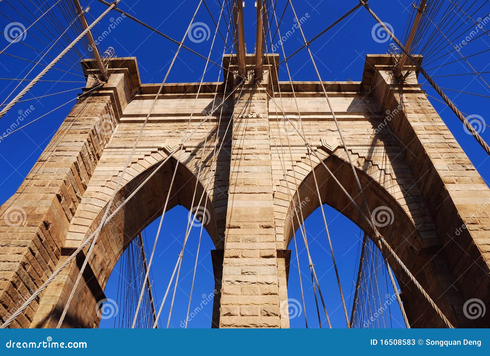 New York City Brooklyn Bridge Closeup Stock Image - Image of modern ...