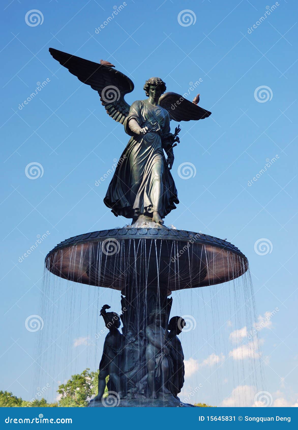 New York City Central Park Angel of the Waters Stock Image - Image of ...
