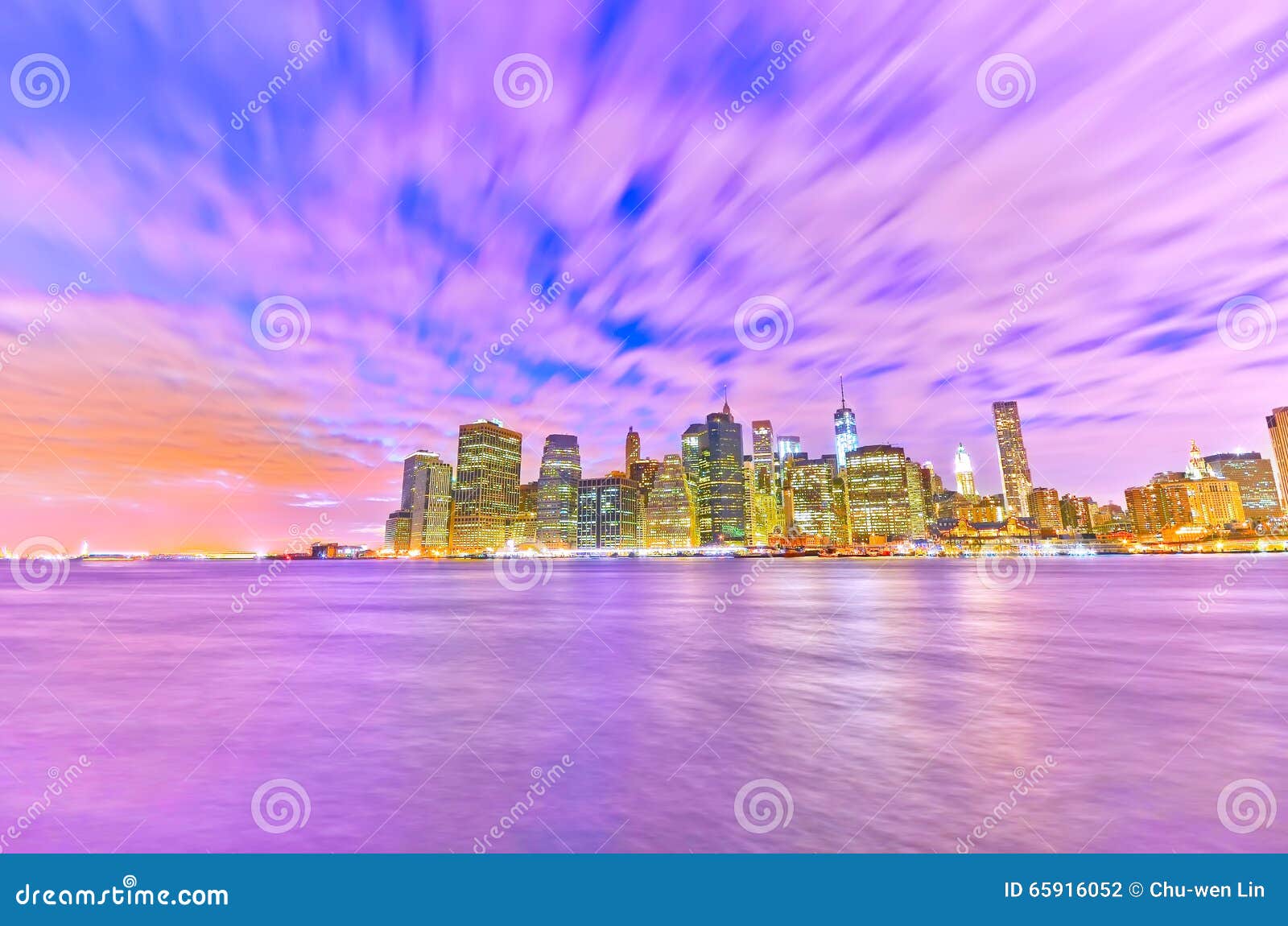 New York City at dusk stock photo. Image of manhattan - 65916052
