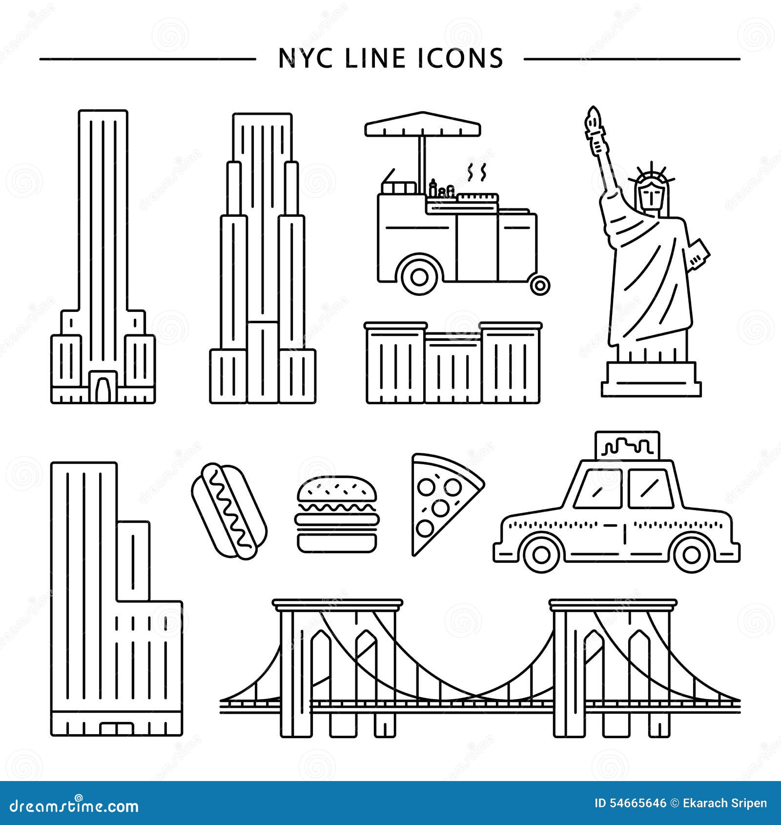 New York City stock vector. Illustration of sign, element - 54665646
