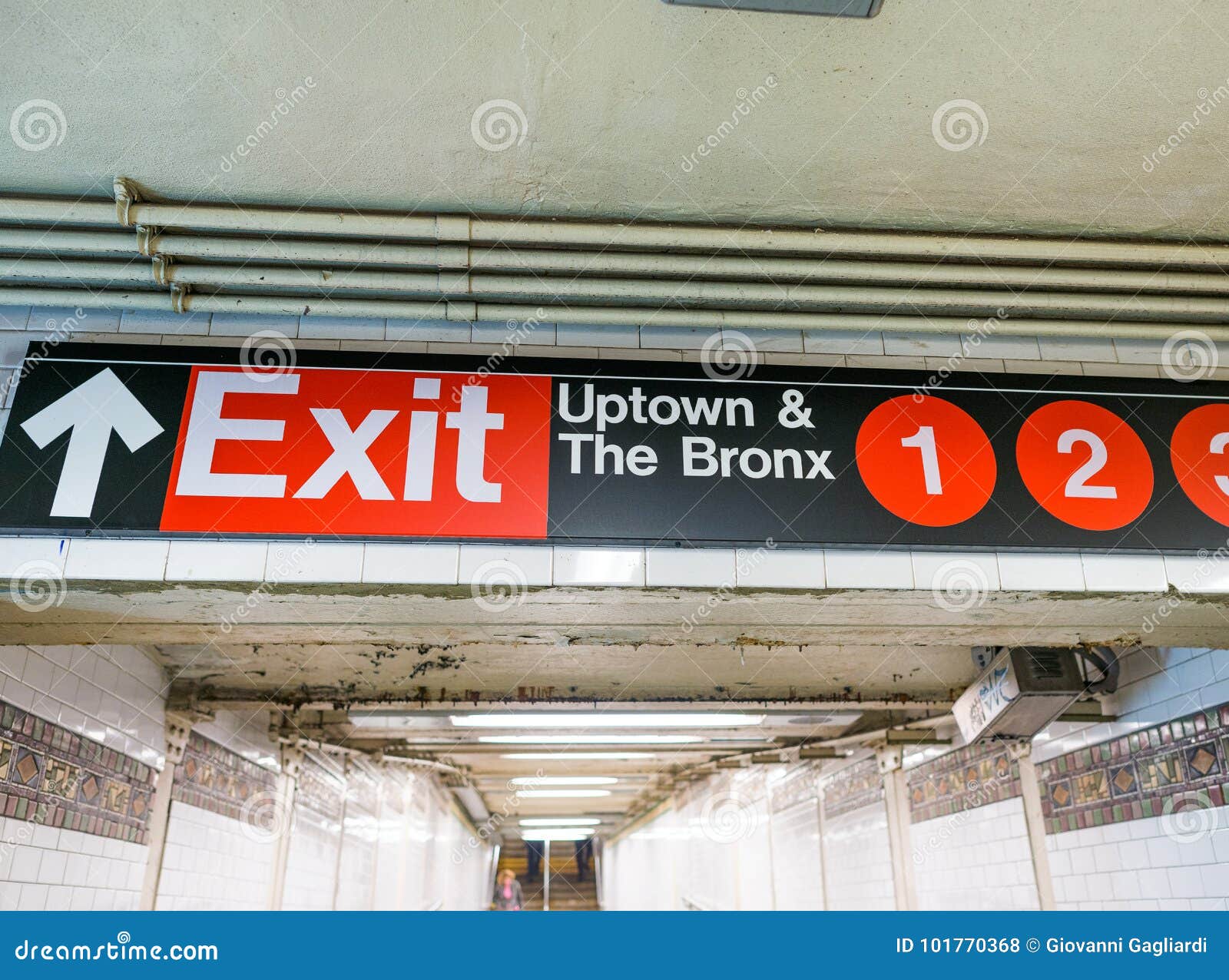 NEW YORK CITY - JUNE 2013: Exit Signs in New York City Subway Stock ...