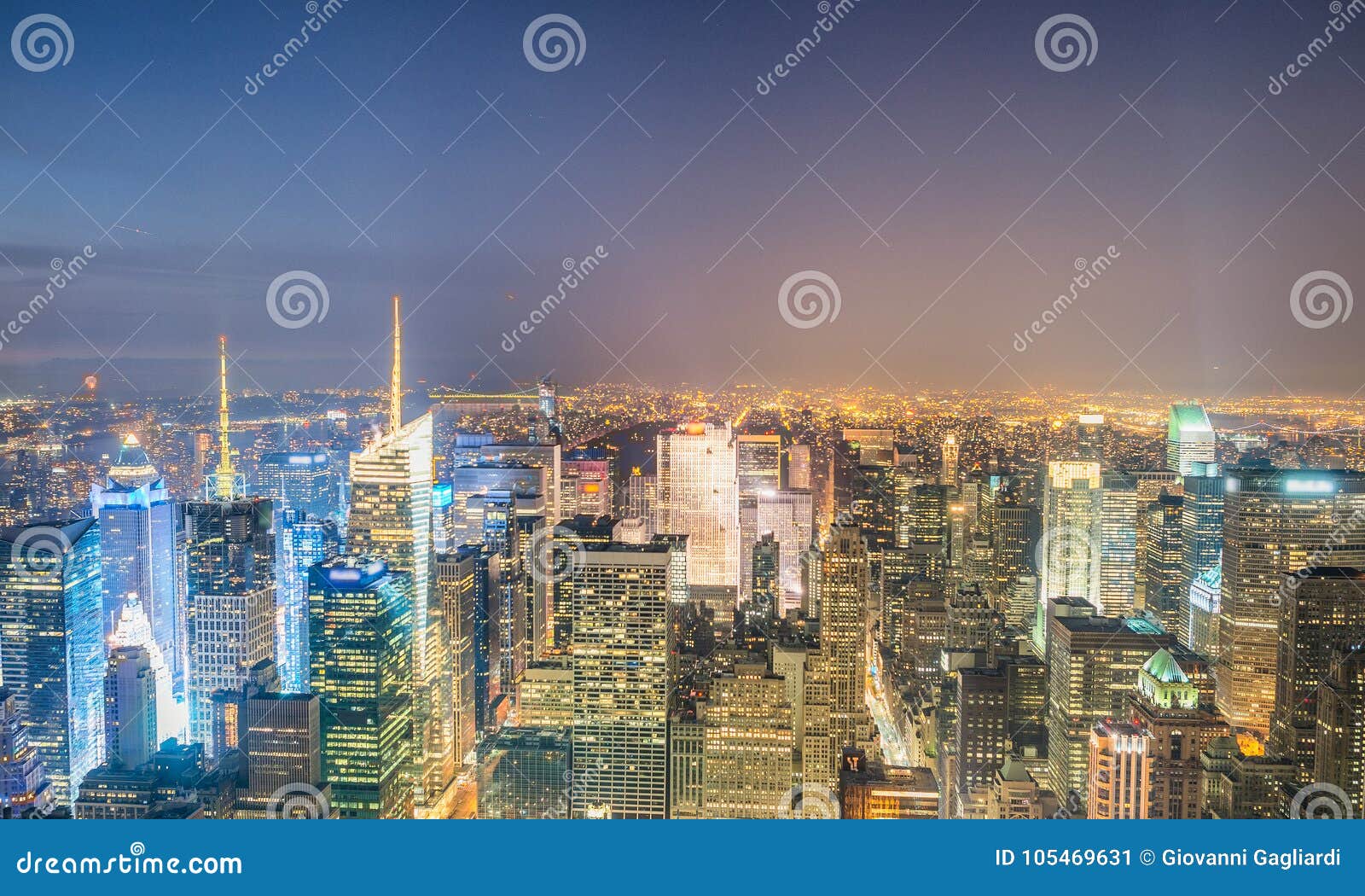 New York City Lights at Night Editorial Photo - Image of downtown ...