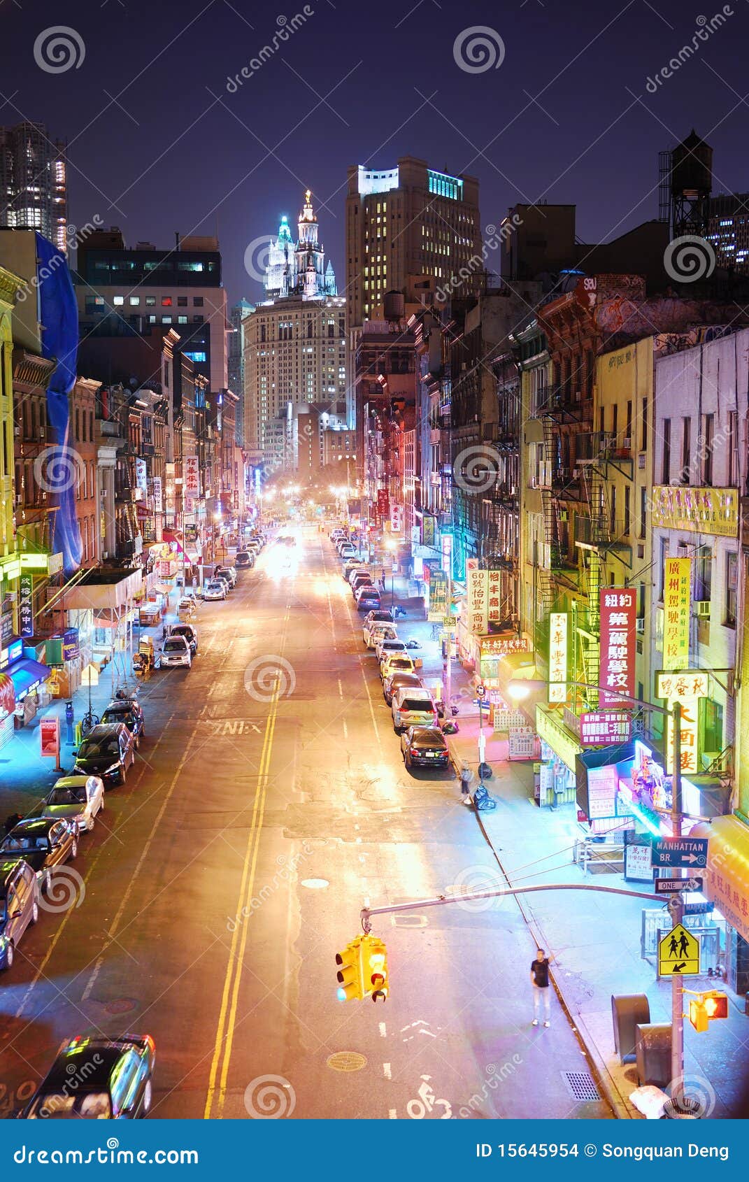 New York City Manhattan Chinatown at Night Editorial Stock Image ...