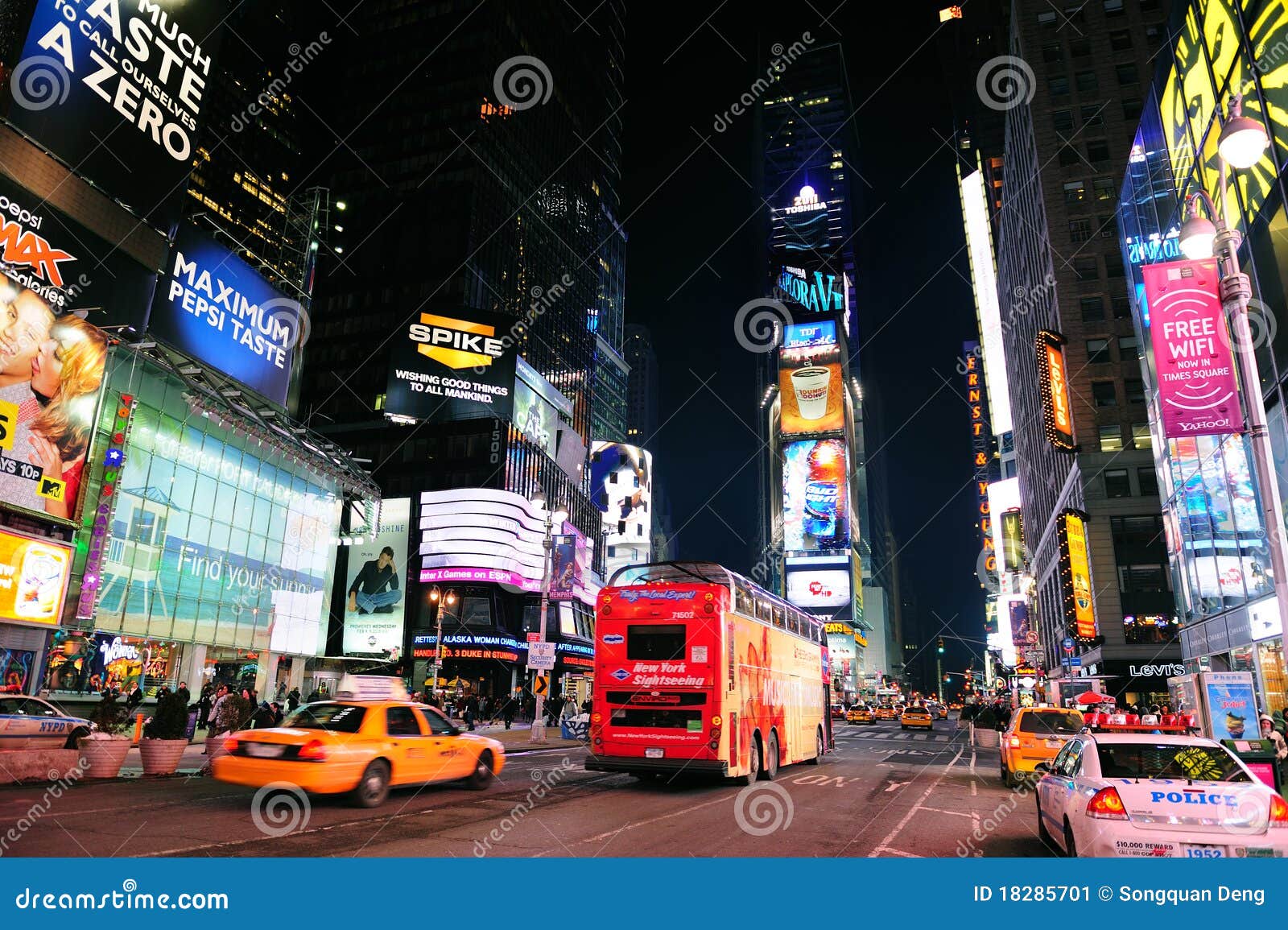 New York City Manhattan Time Square Night Editorial Photo - Image of ...