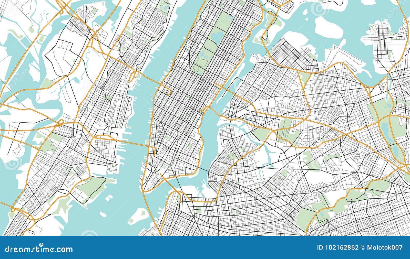 New York City Map Illustration. Stock Vector - Illustration of island ...