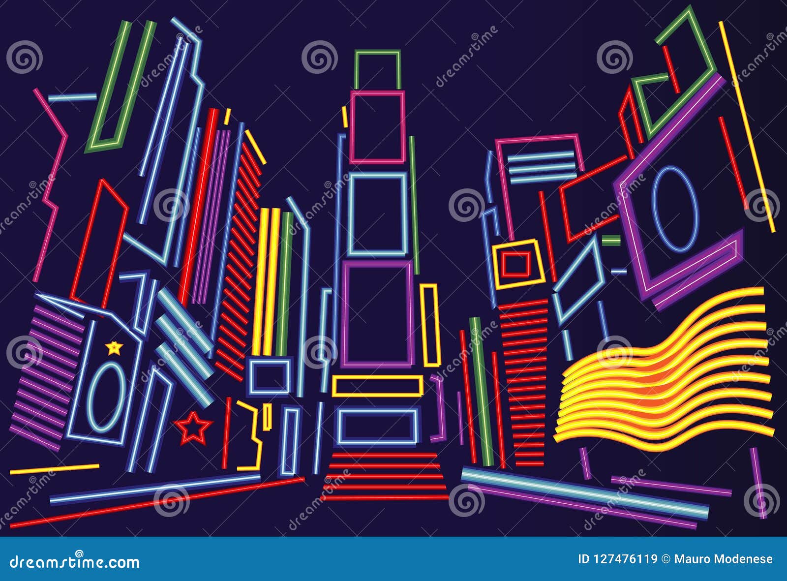 Times Square New York City Neon Signs Stock Illustration - Illustration ... Times Square New York City Neon Signs Stock Illustration - Illustration ...