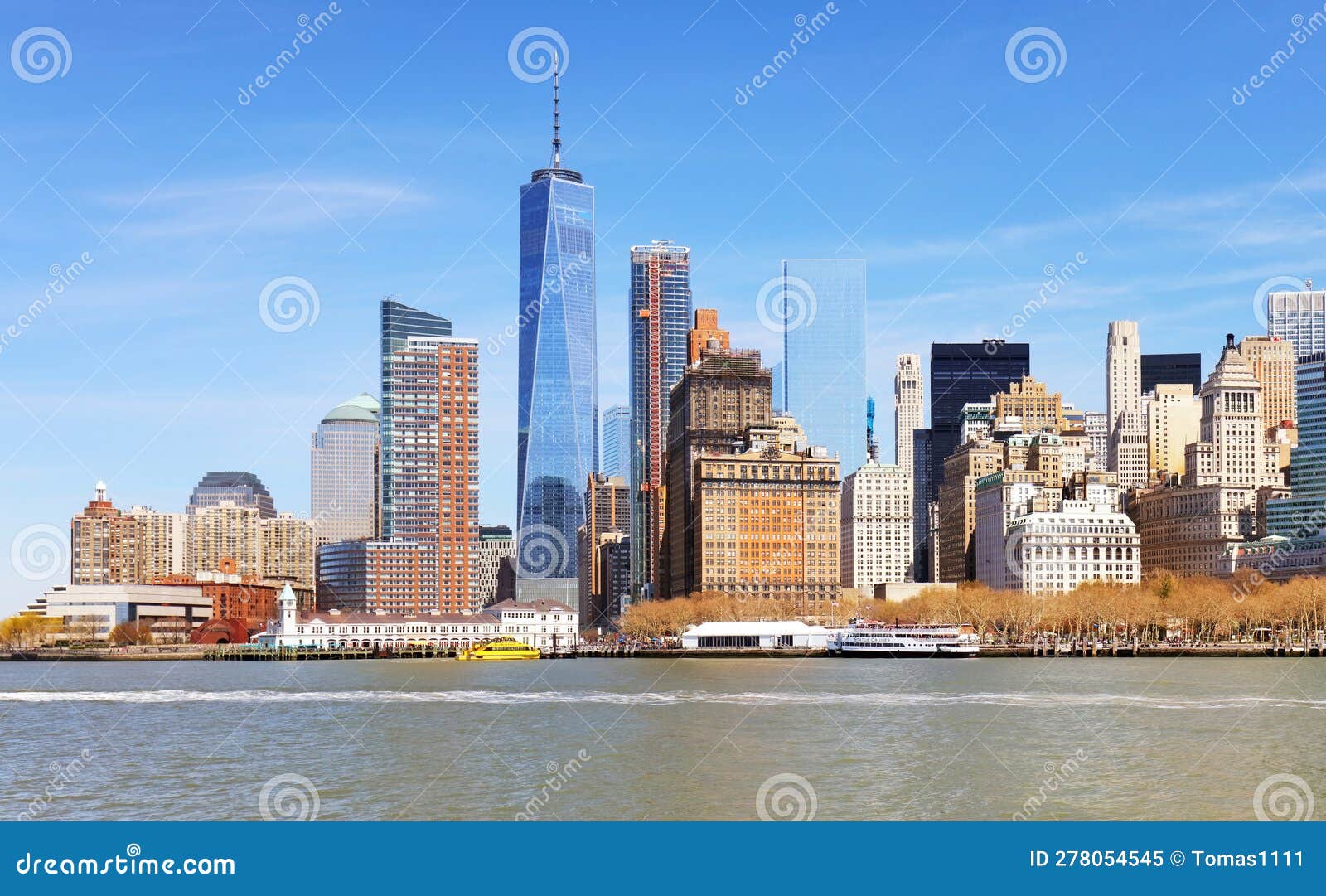 New York City Skyline at Day from Ship Editorial Image - Image of city ...