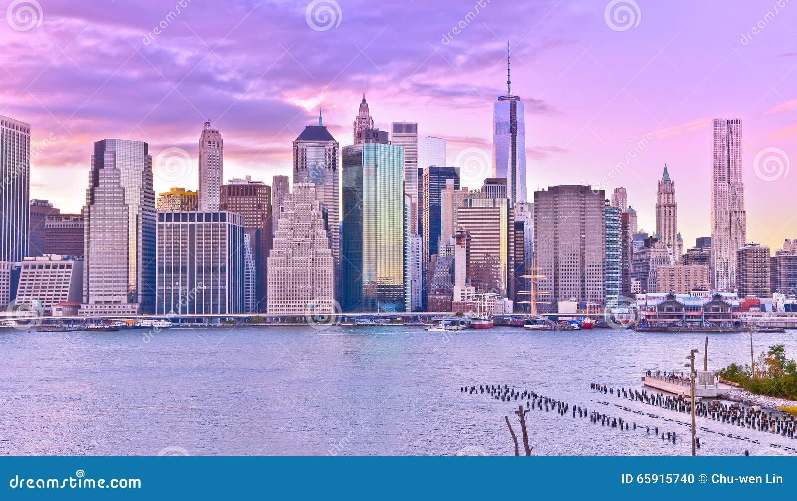 New York City at twilight. stock photo. Image of america - 65915740
