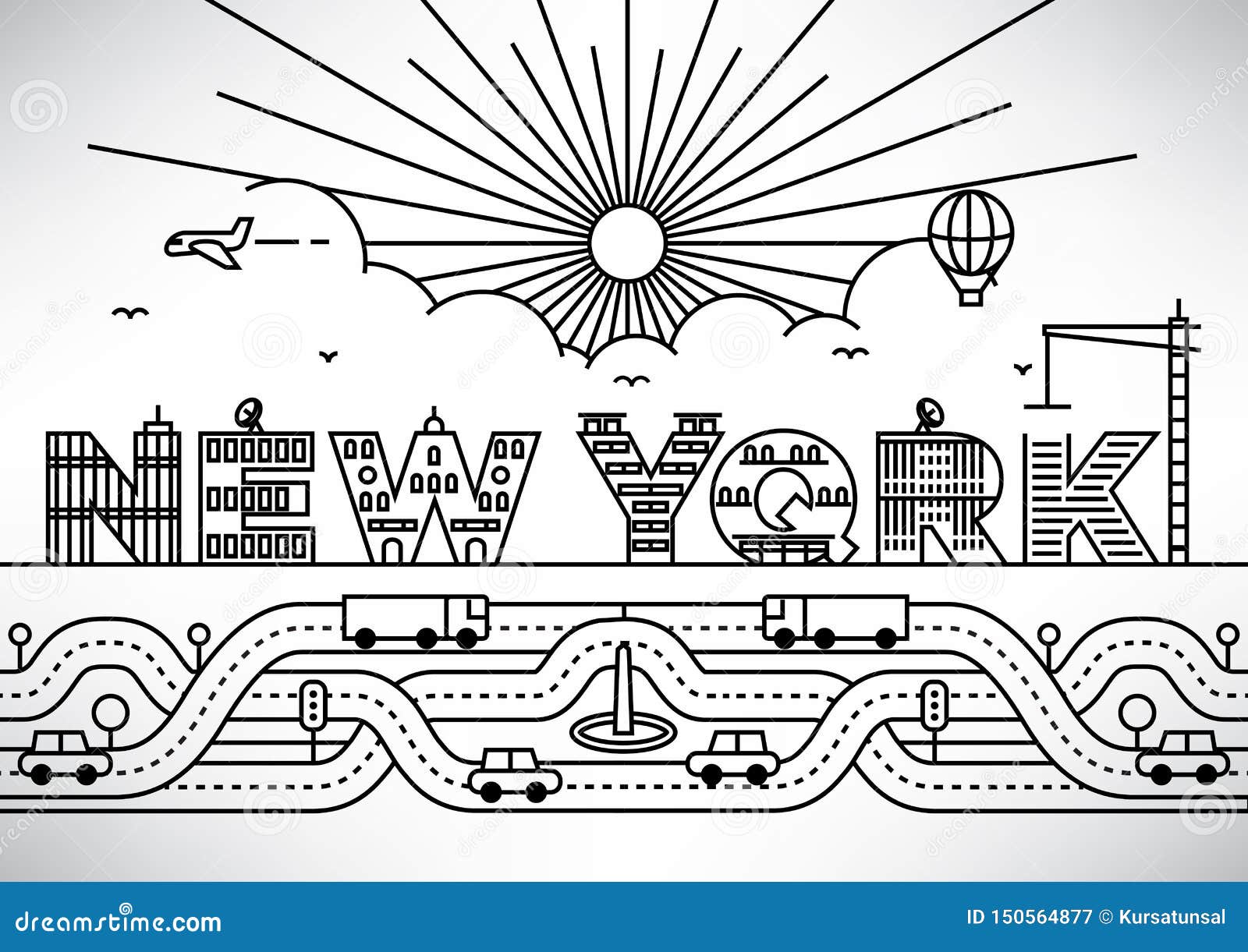 New York City Typography Design with Building Letters Stock ...