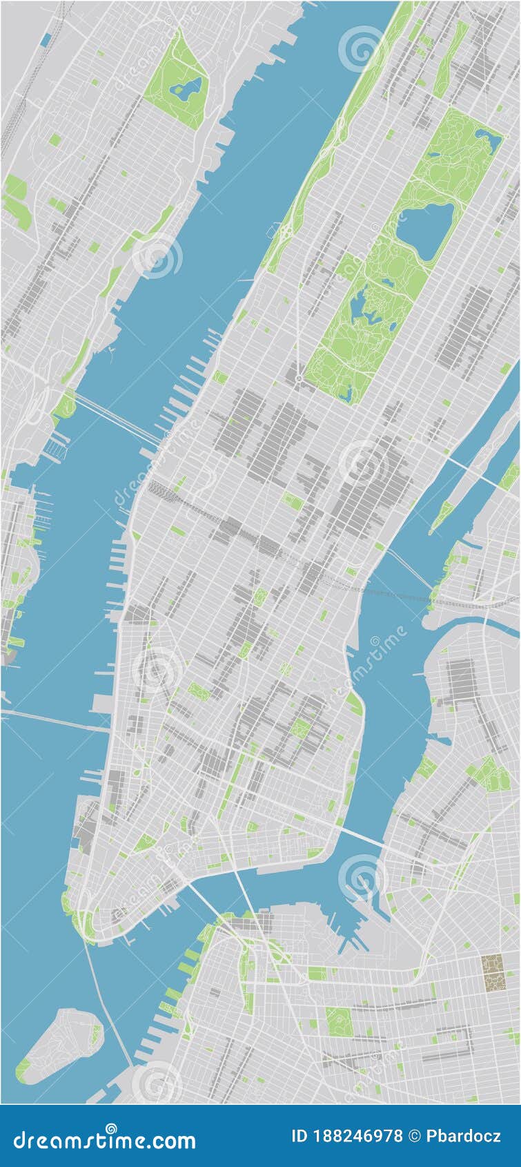 Vector City Map of New York. Stock Vector - Illustration of landmarks ...
