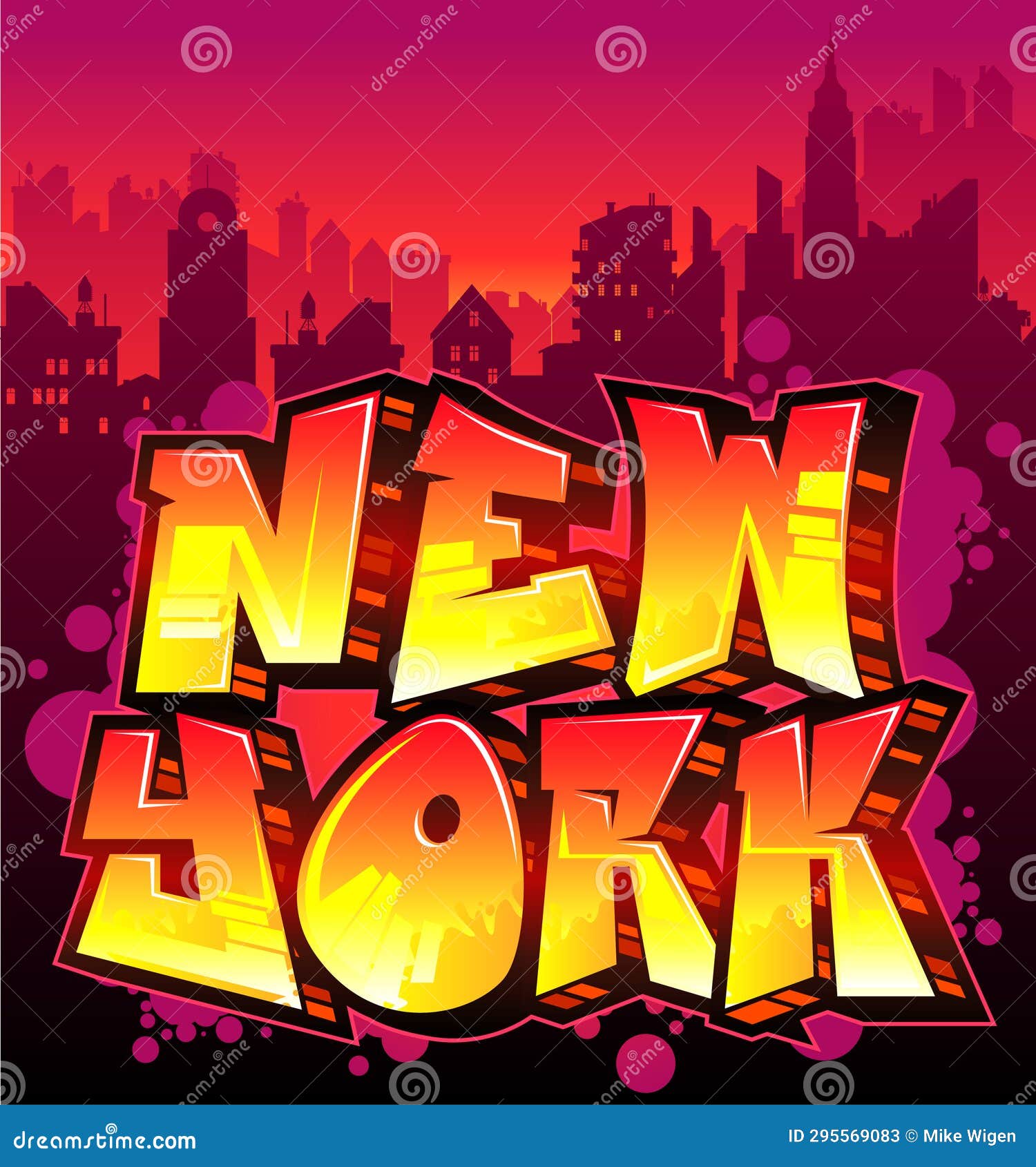 New York - Graffiti Styled Vector Logotype Design Stock Vector ...
