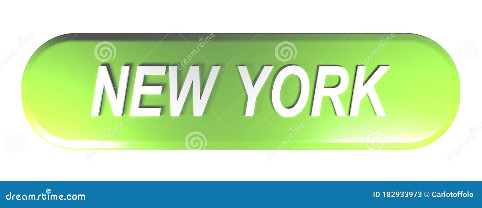 NEW YORK Green Rounded Rectangle Push Button - 3D Rendering ...