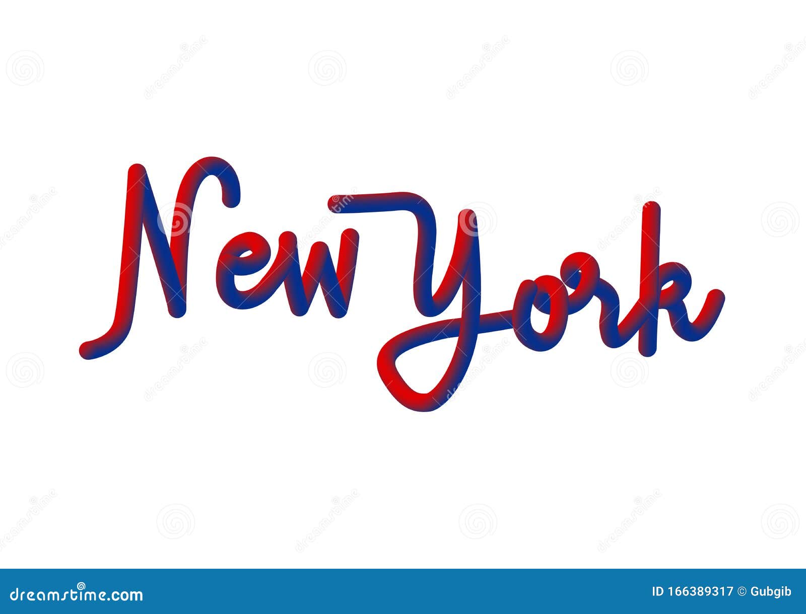 New York Hand Lettering with Red and Blue 3d Effect Stock Vector ...