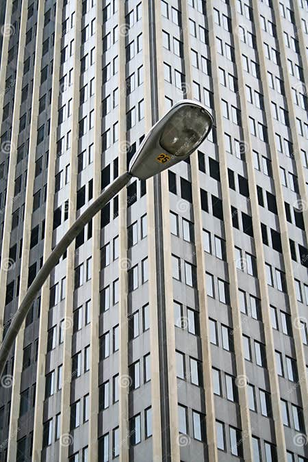 New York Lamp Post and Building Stock Photo - Image of skyscraper ...